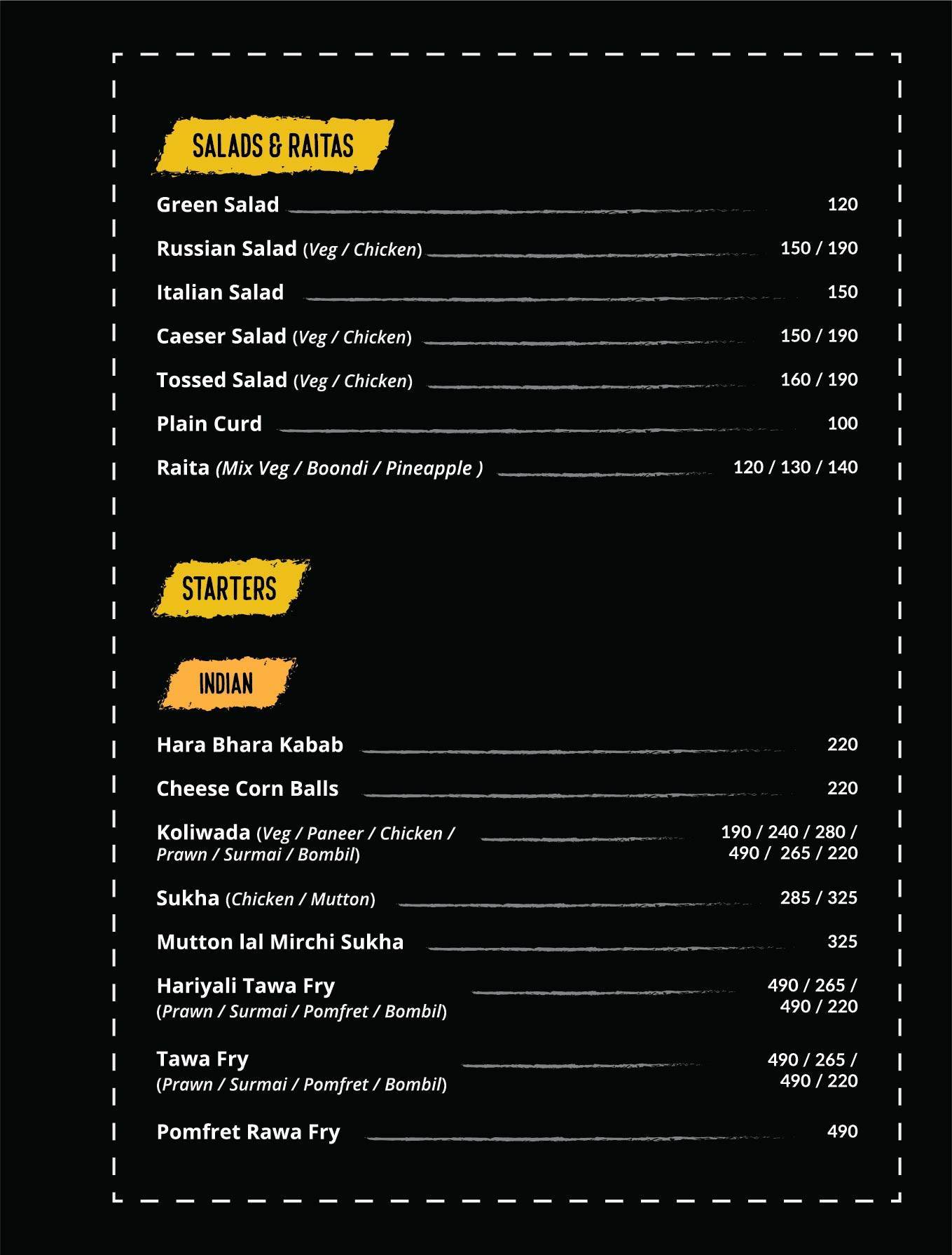 Menu at Hotel D-ADDA, Badlapur