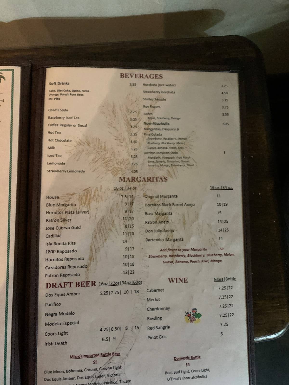 Menu at Isla Bonita Mexican Restaurant, Richland