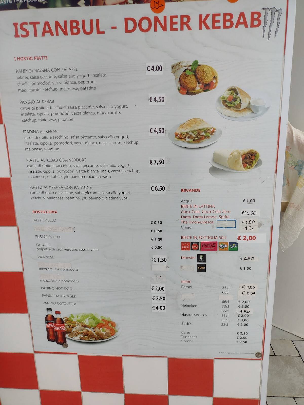 Menu da Istanbul doner kebab ristorante, Bari, Corso Benedetto Croce