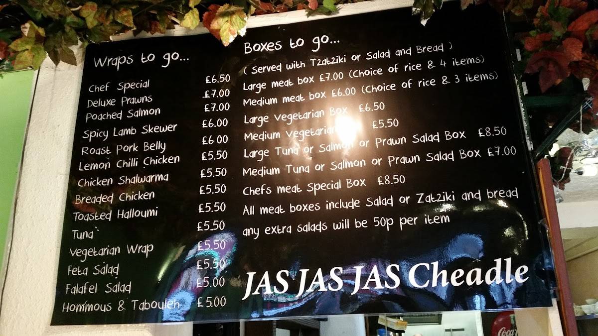 Menu at JAS JAS JAS restaurant, Cheadle