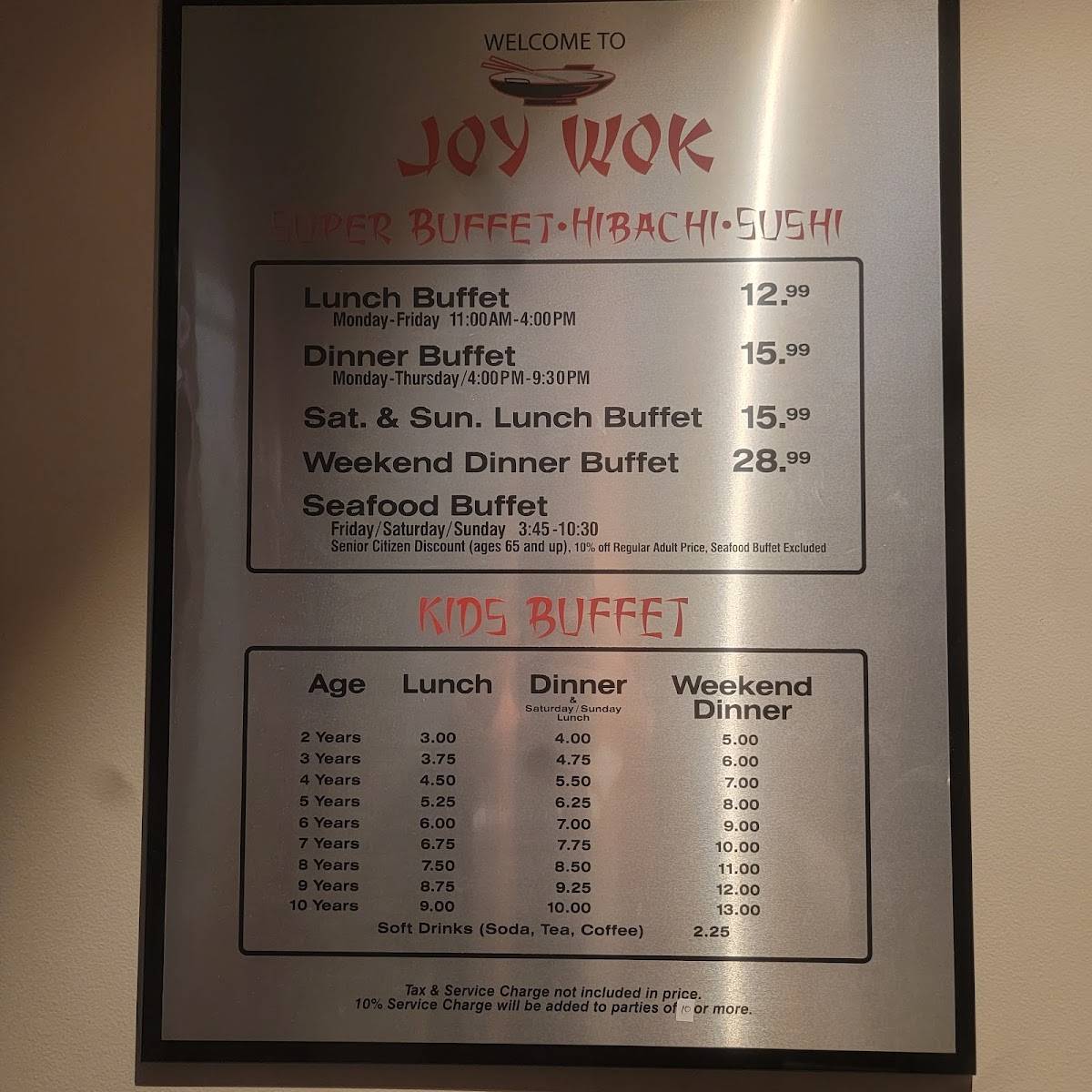 Menu at JOY WOK Super Buffet - Overland Park restaurant, Overland Park ...