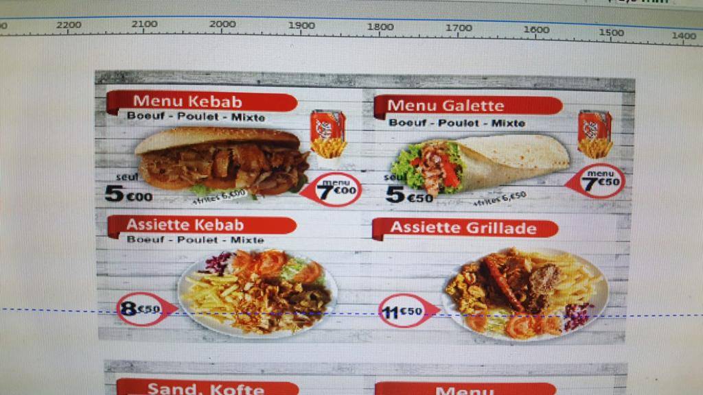 Menu au Kebab efes restaurant, Hénin-Beaumont