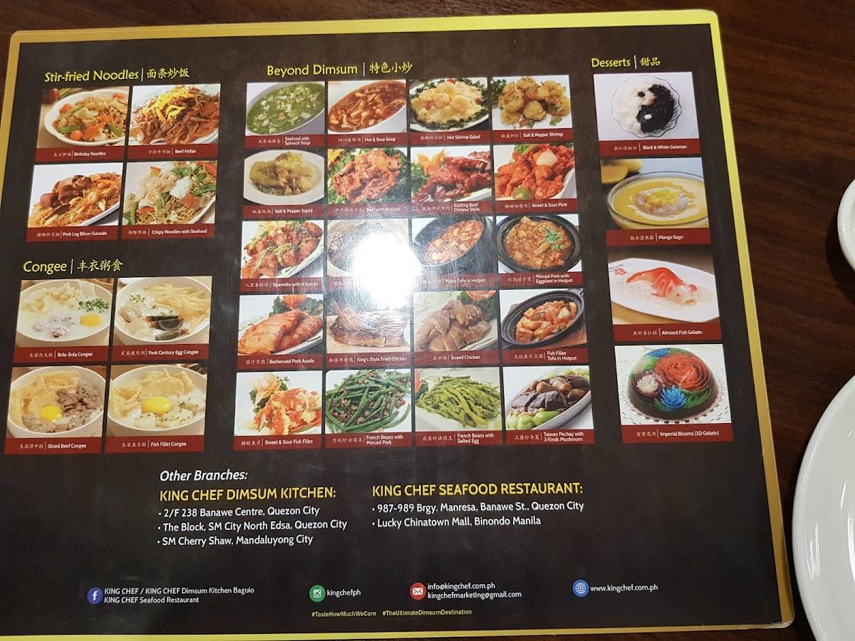 Menu at King Chef Dimsum Kitchen Baguio restaurant, Baguio