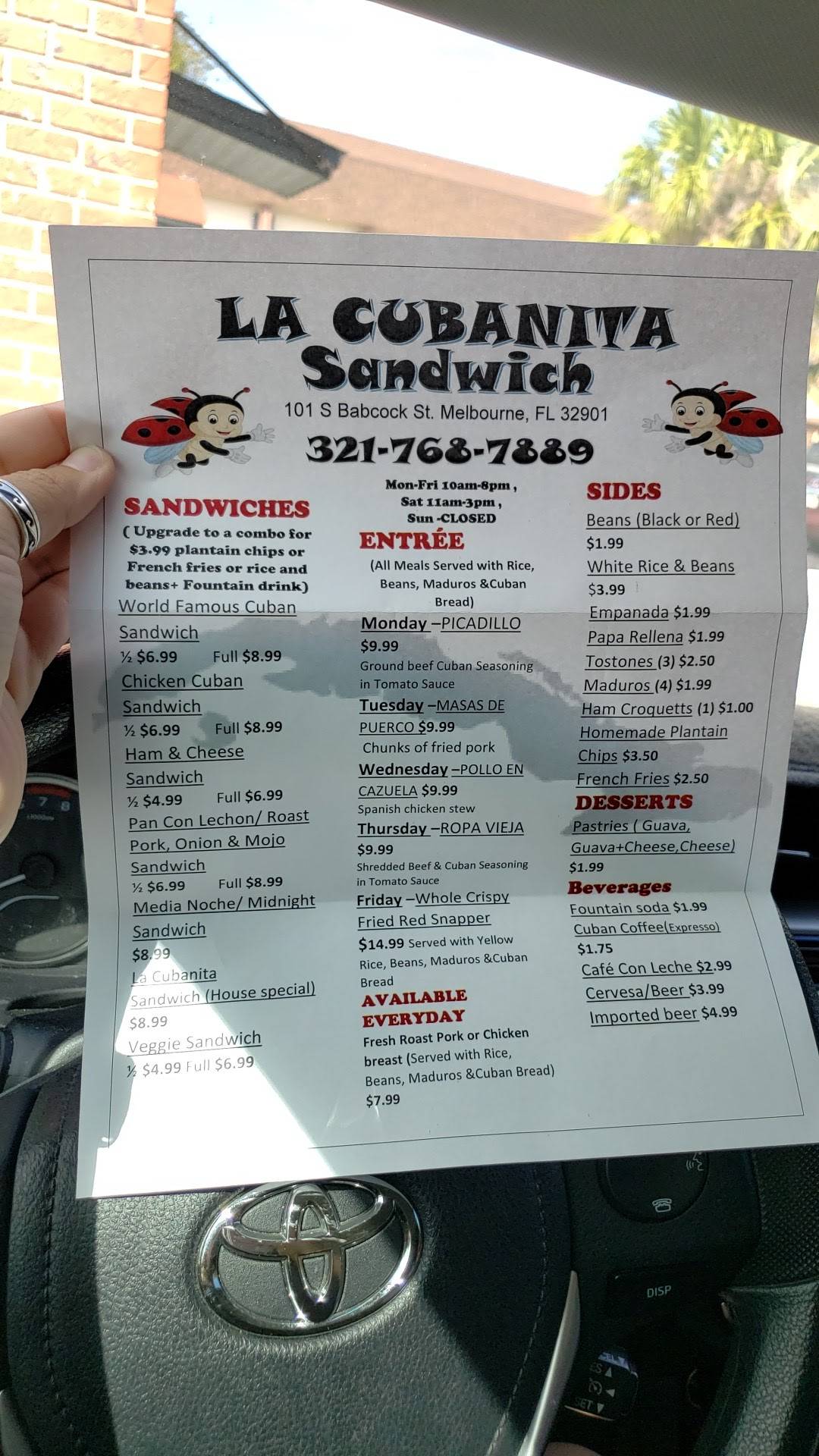 Menu at La Cubanita Sandwich (formerly Cuban Sandwich) restaurant ...
