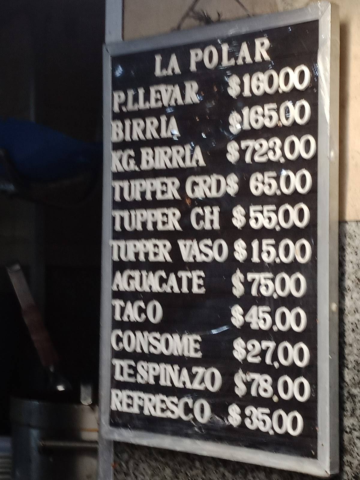Carta del restaurante La Polar, Ciudad López Mateos, C. Guillermo ...