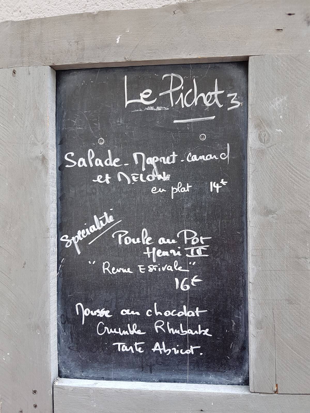 Menu at Le Pichet 3 restaurant, Chartres