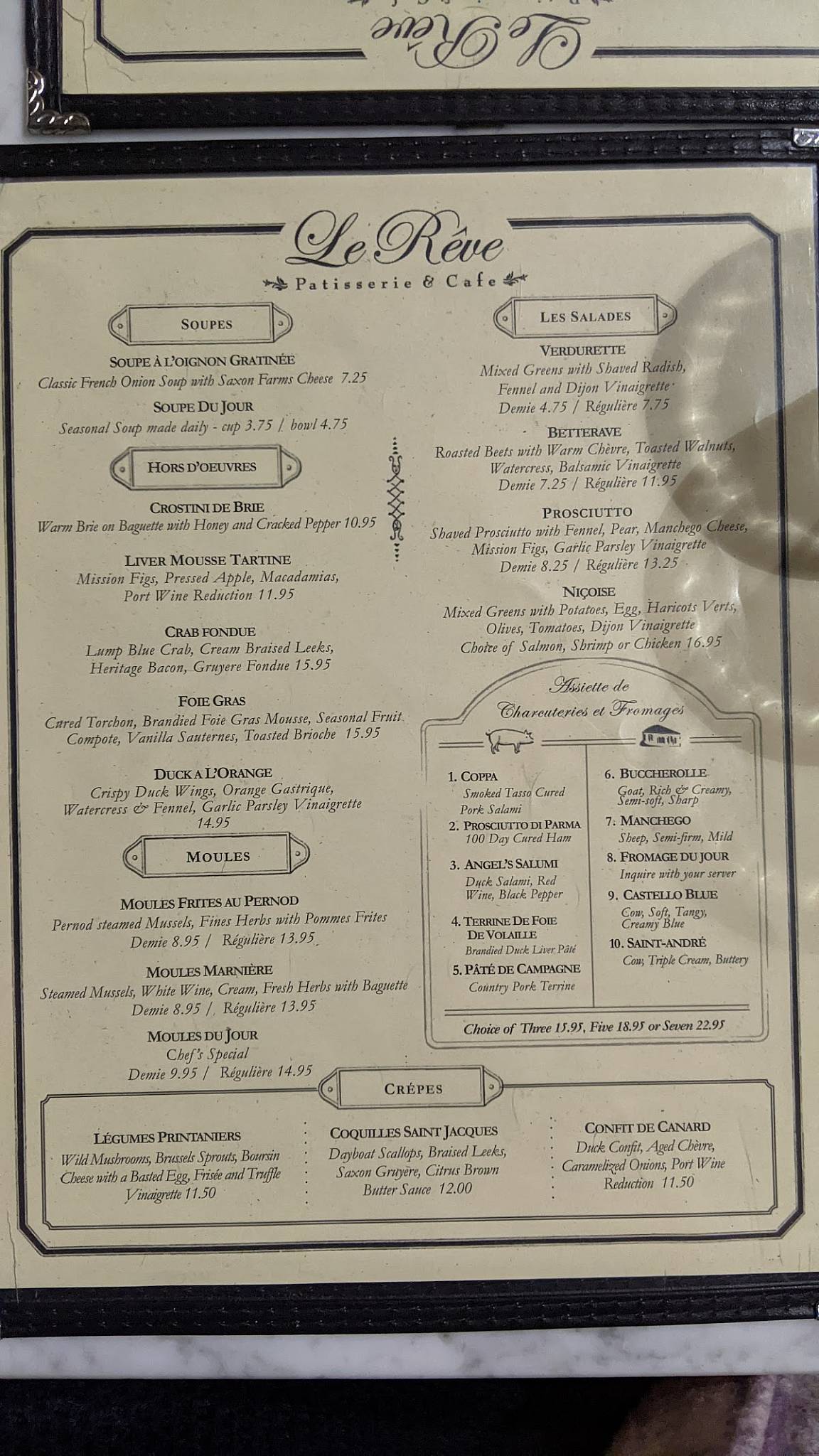 Menu at Le Reve Pâtisserie & Café cafe, Wauwatosa