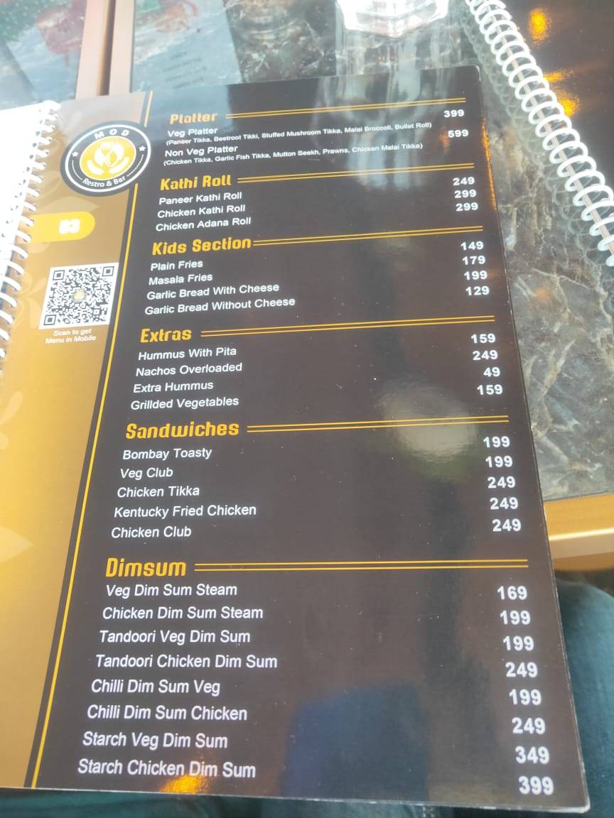 Menu at MINISTRY OF DOON, Dehradun