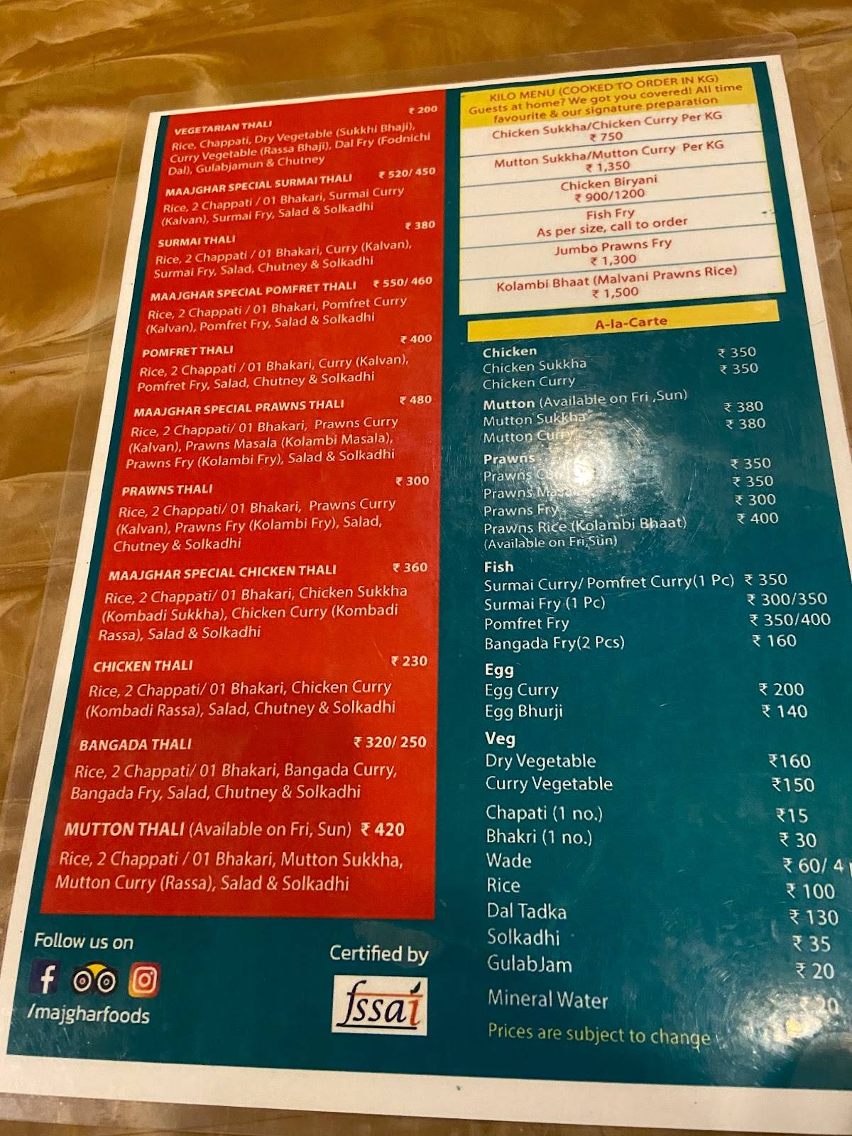 Menu at MajGhar - Thane, Thane
