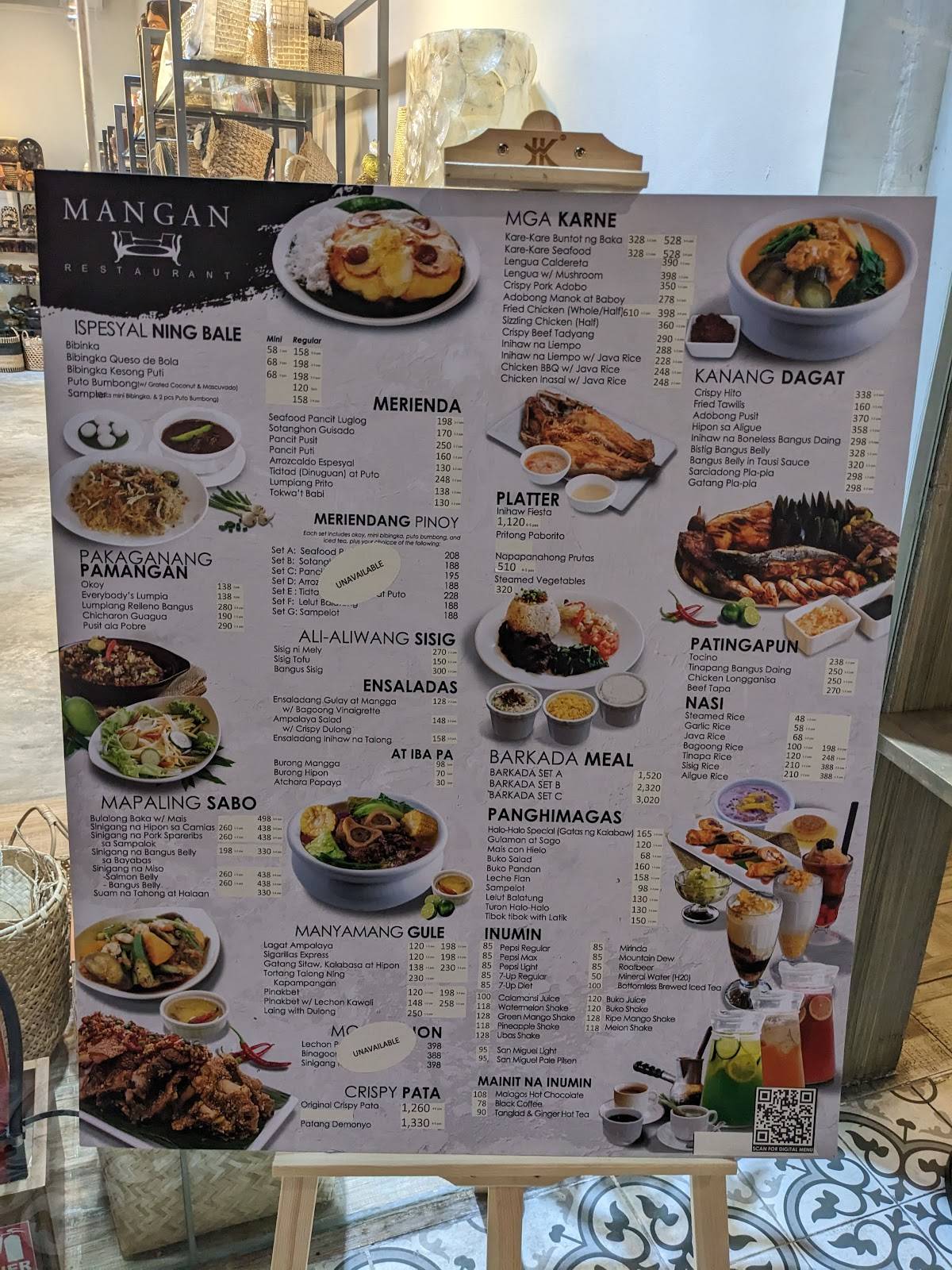 Menu at Mangan Restaurant Ayala Malls Manila Bay, Parañaque, GXFQ+2G7