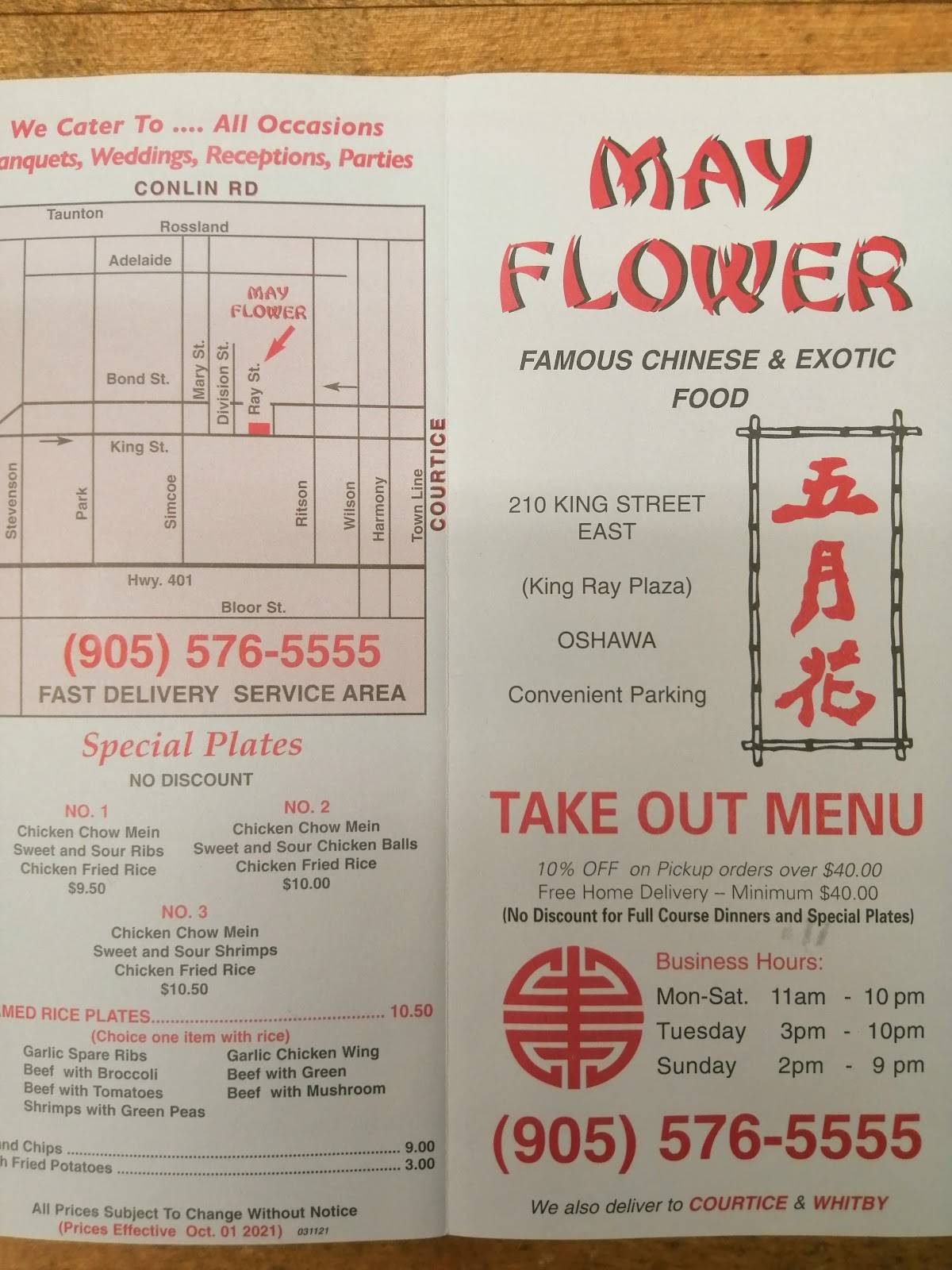 Menu at May Flower Chinese Foods restaurant, Oshawa