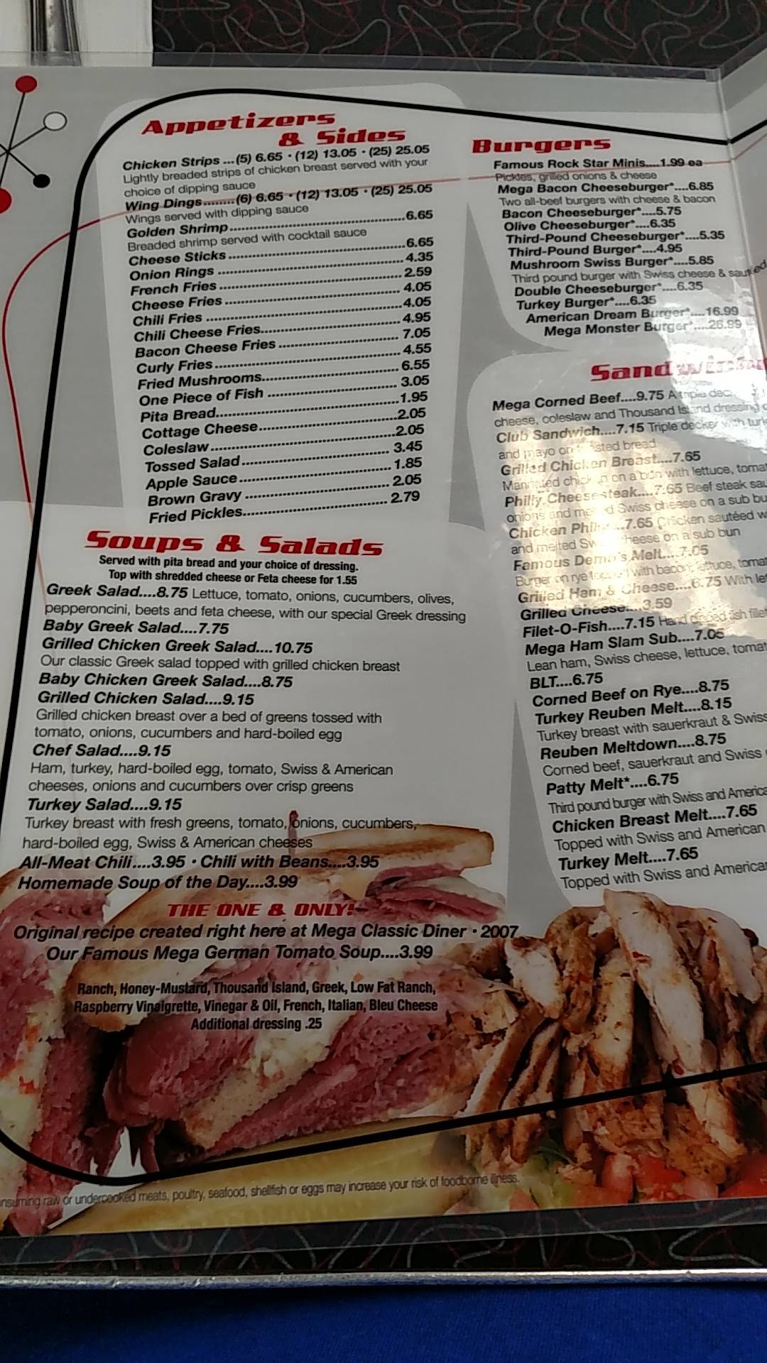 Menu at Mega Classic Diner restaurant, Flint