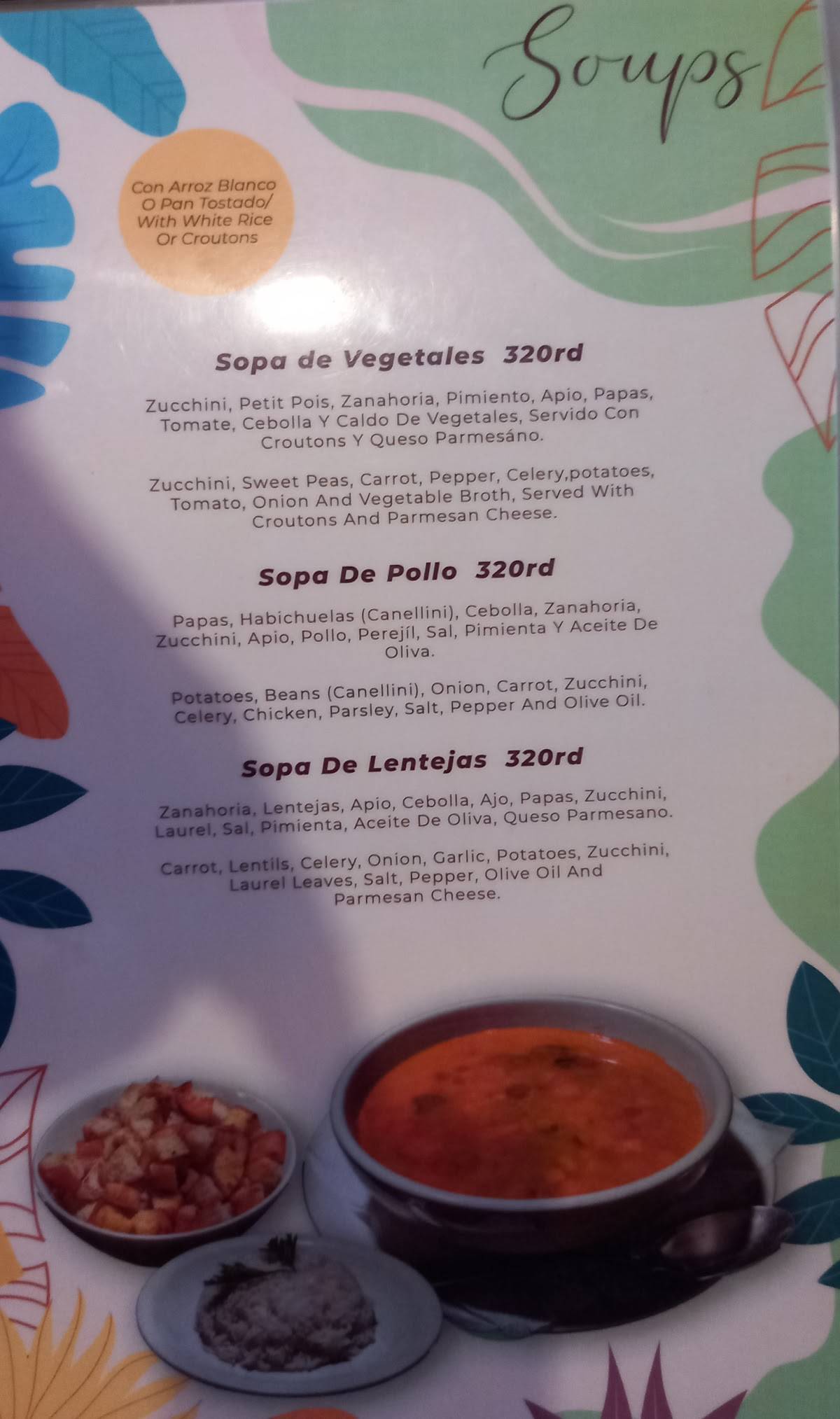 Menu at Mojito Bar, Cabarete