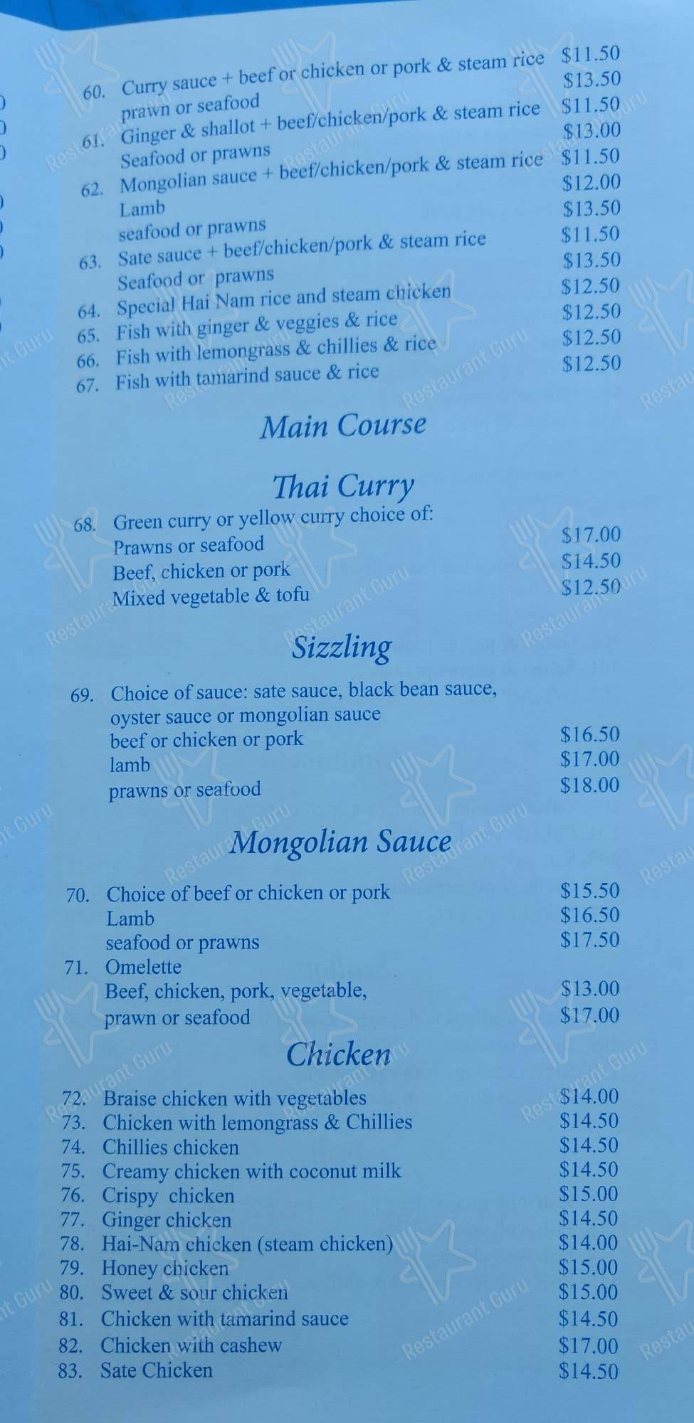 Menu at New Star Takeaway & Eat In restaurant, Balmain