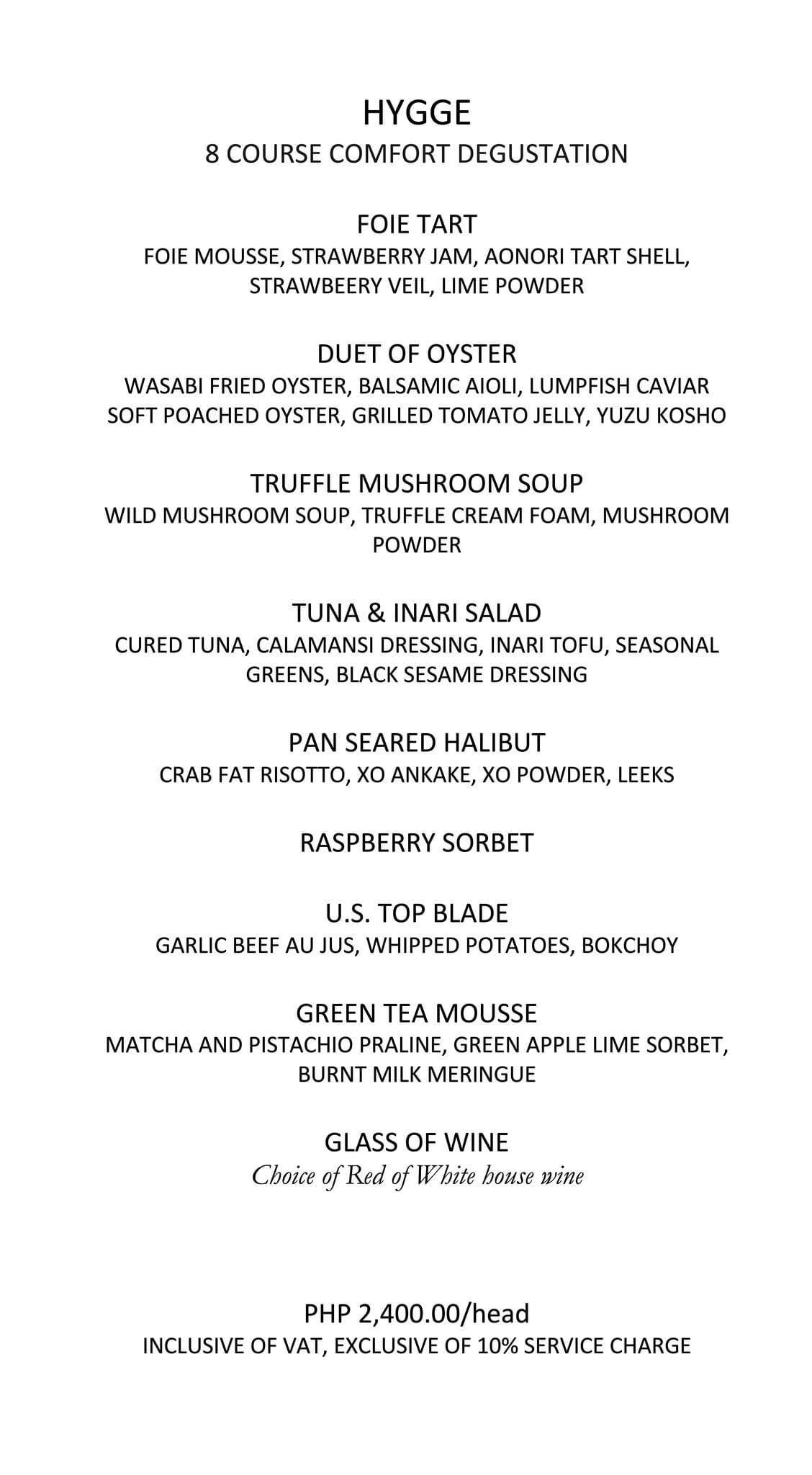 Menu at Ninyo Fusion Cuisine restaurant, Quezon City