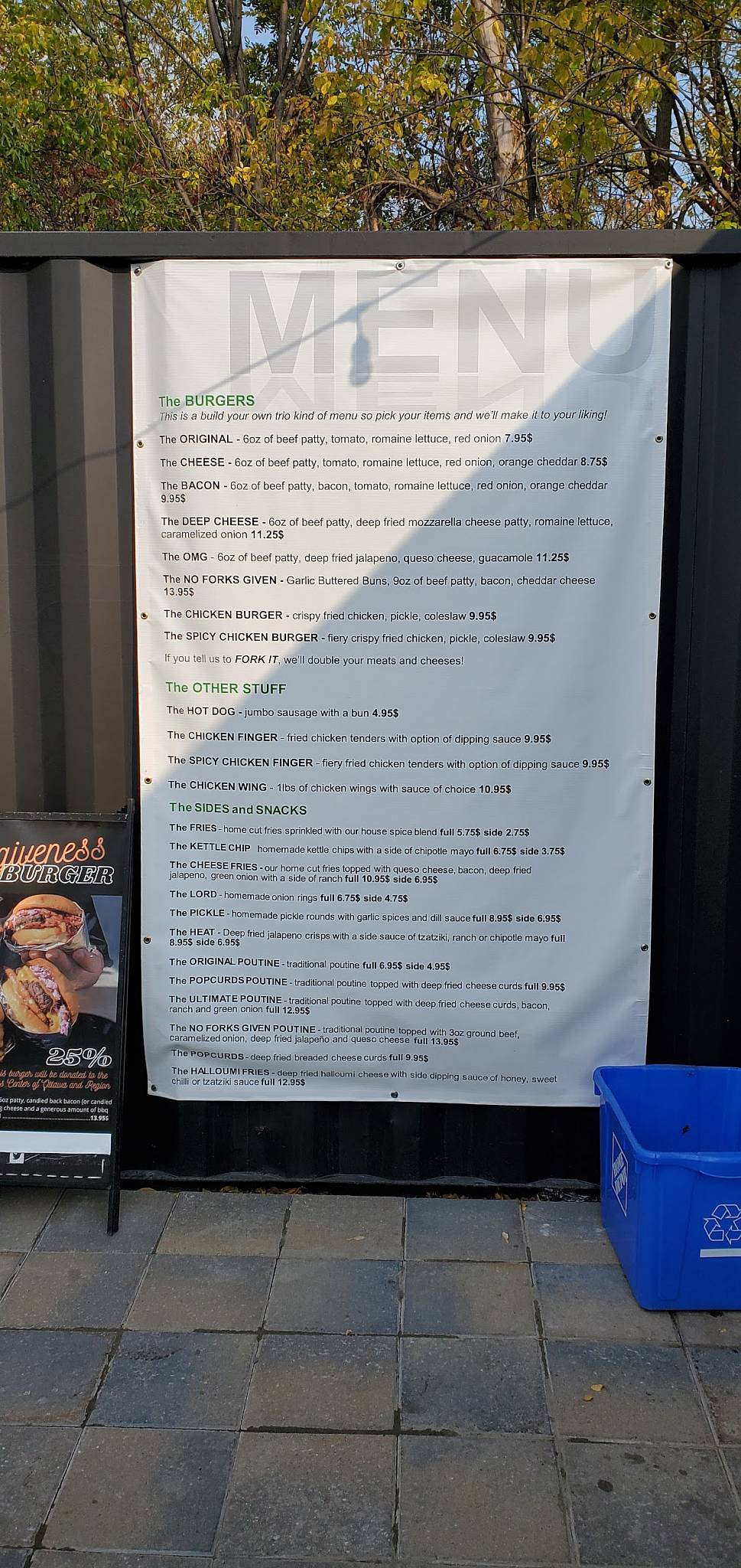 Menu at No Forks Given restaurant, Ottawa