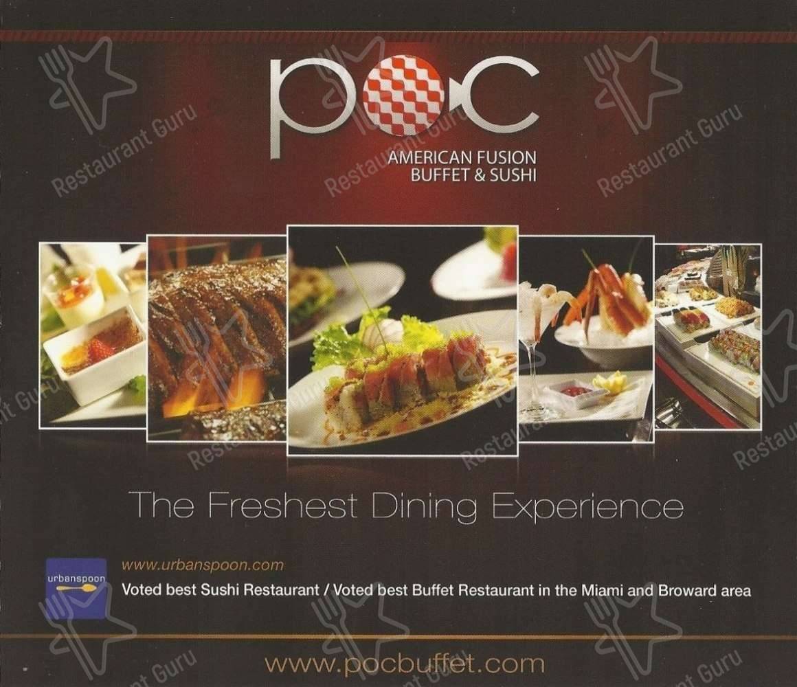 Carta del restaurante POC American Fusion Buffet & Sushi, Coral Gables ...