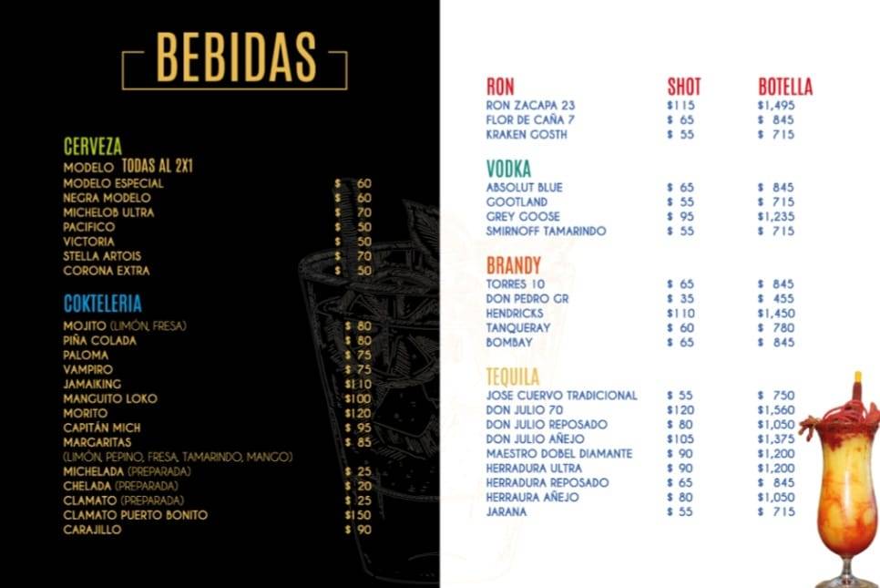 Menu at PUERTO BONITO restaurant, San Nicolás de los Garza