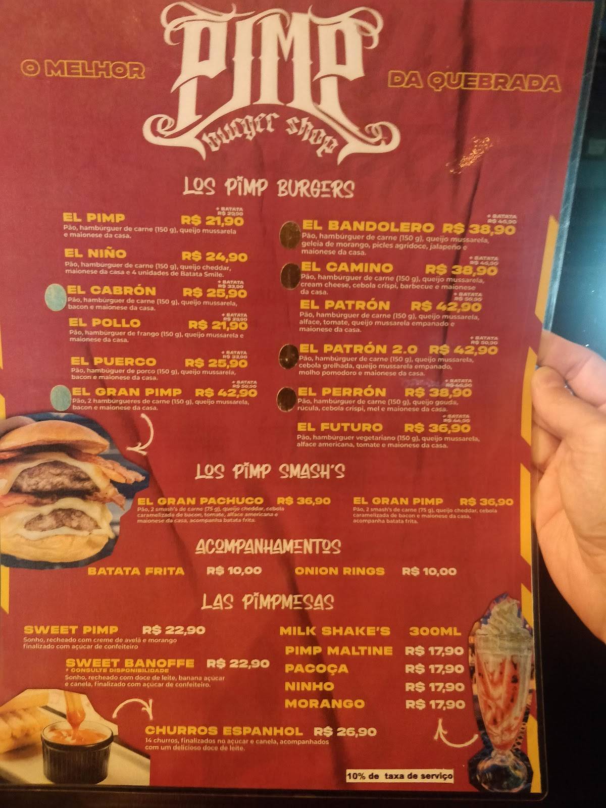 Menu at Pimp Burger Água Verde restaurant, Curitiba