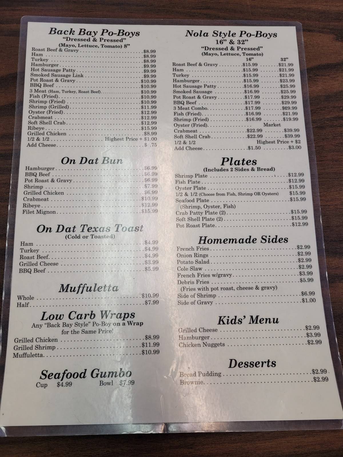 Menu at Quave Brothers Poboys and Meat Market Diberville restaurant, D ...