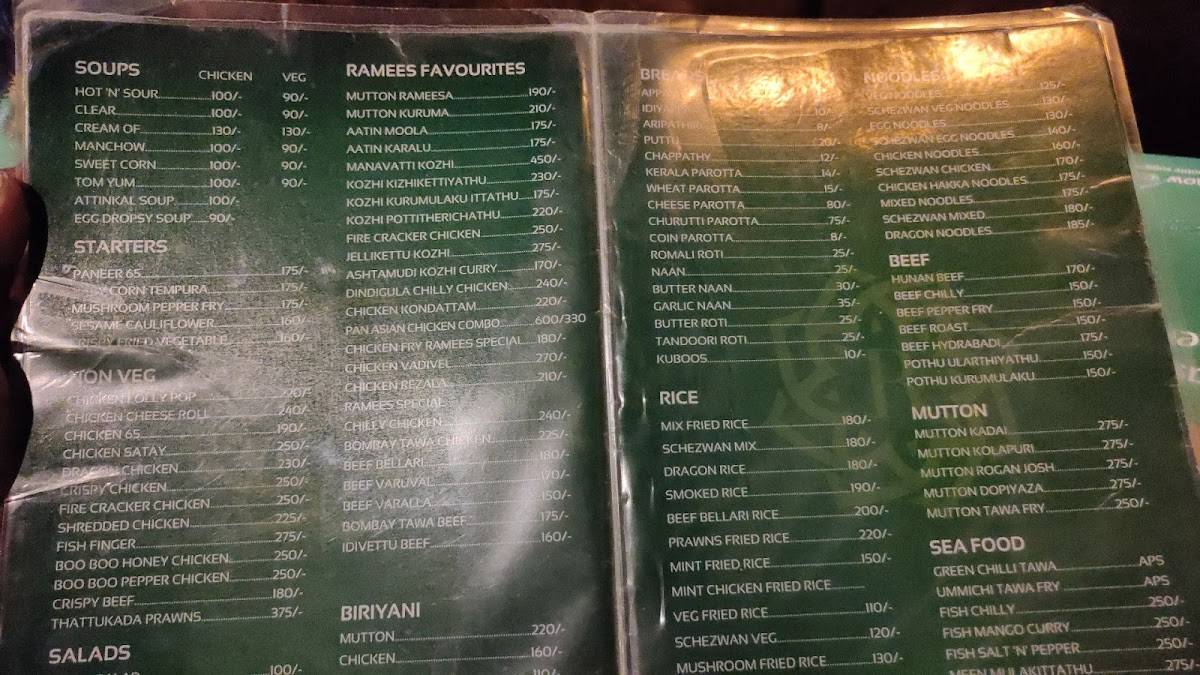 Menu at Ramees Restaurant, Kottiyam, VM8G+84C