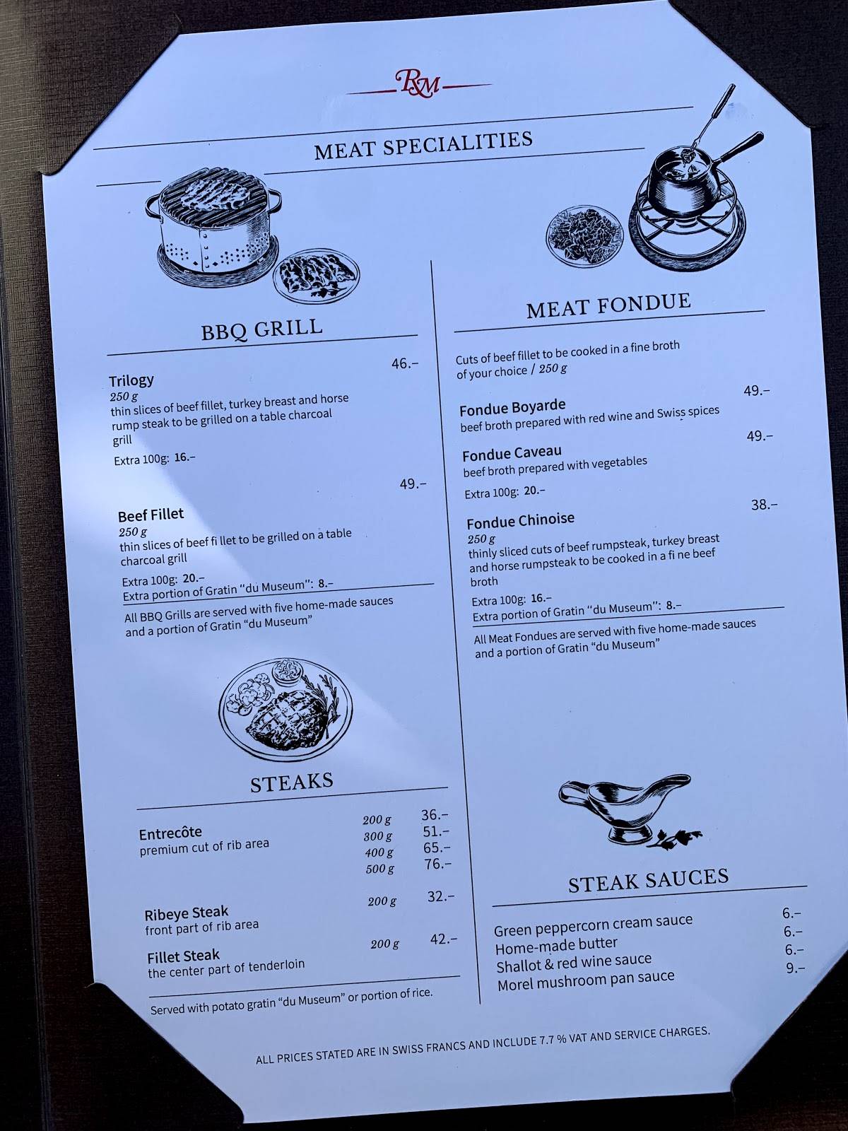 Menu da Restaurant Le Museum, Montreux