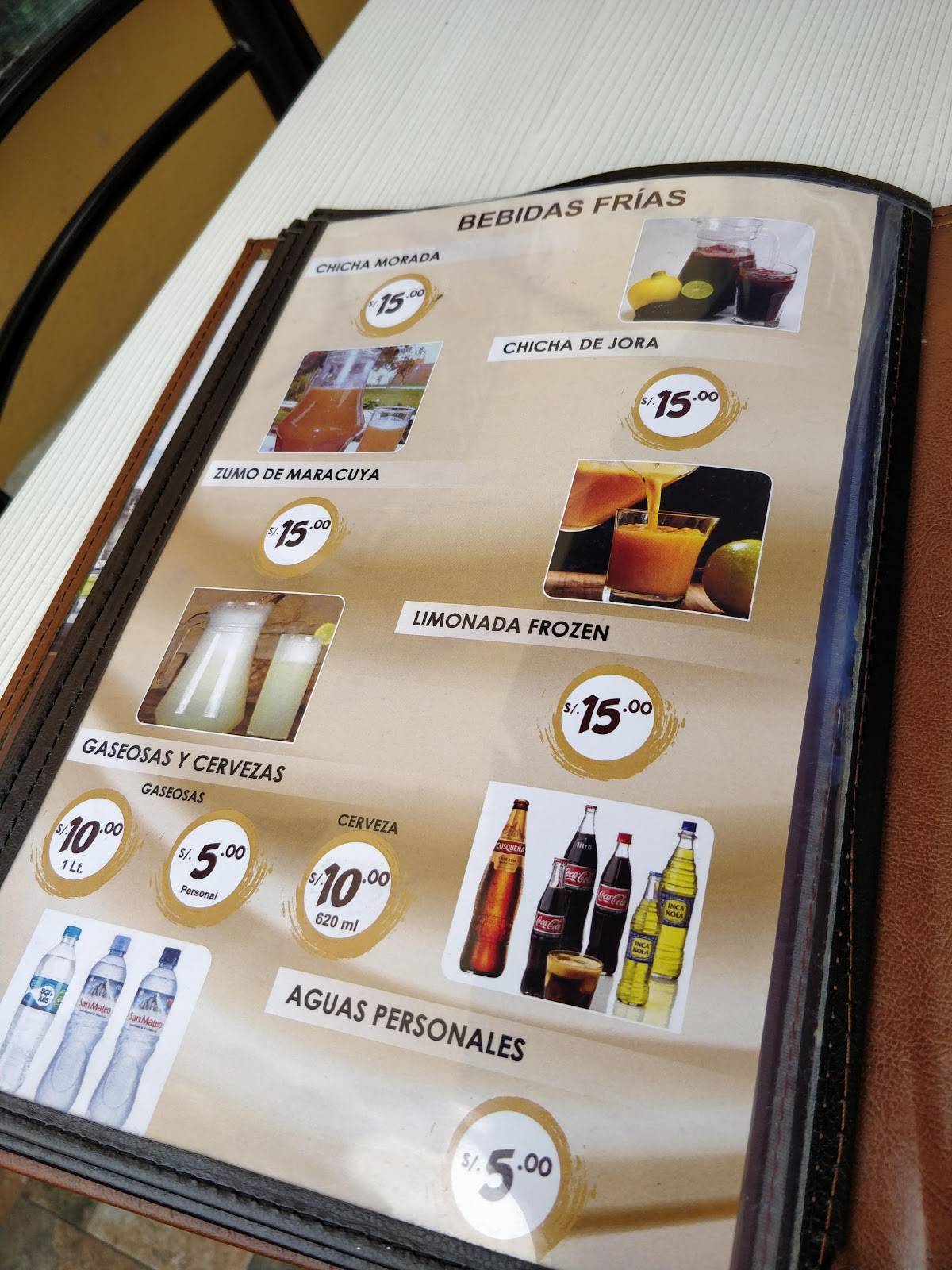 Carta de Restaurant Moyas, Lima