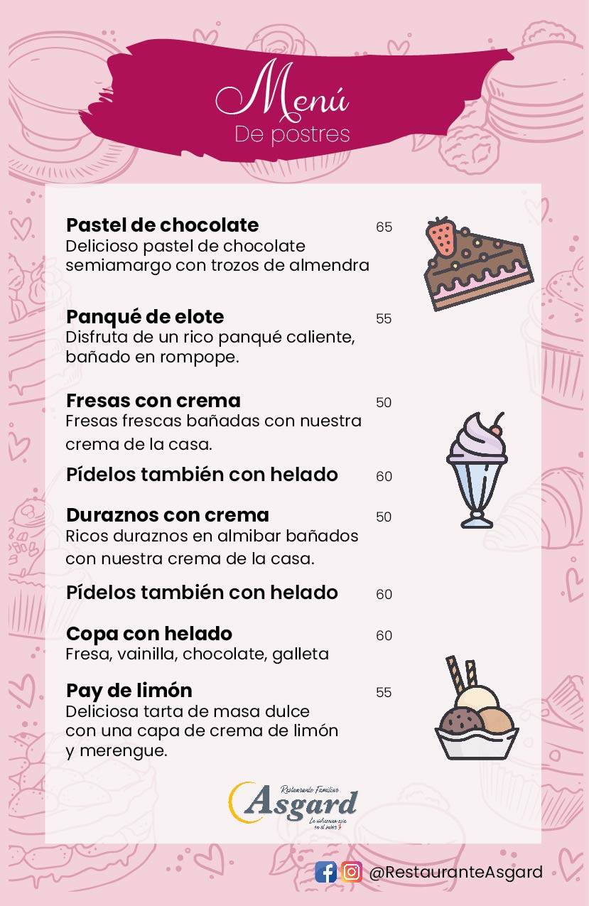 Carta de Restaurante Asgard, Tecámac de Felipe Villanueva