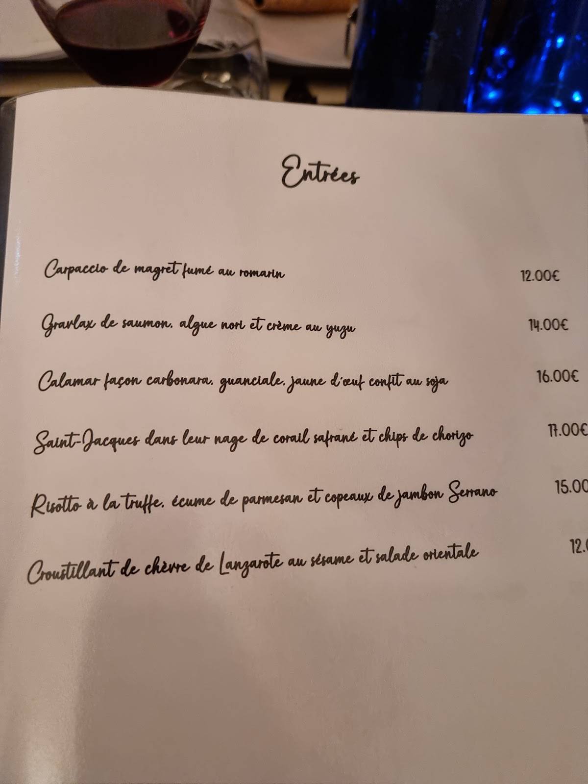 Menu at Restaurante Epicure, Playa Blanca