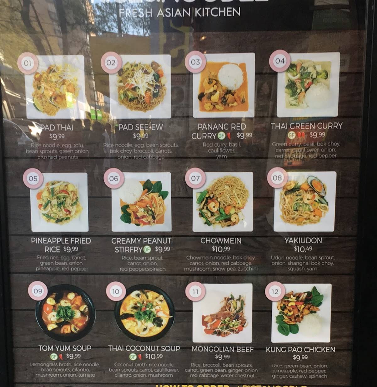 Menu at Rice and Noodle (Robson) restaurant, Vancouver