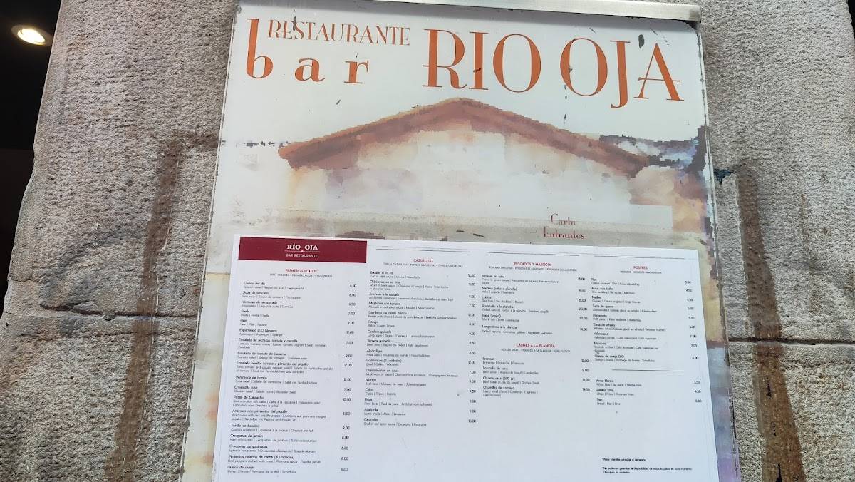 Menu at Rio-Oja Restaurant, Bilbao