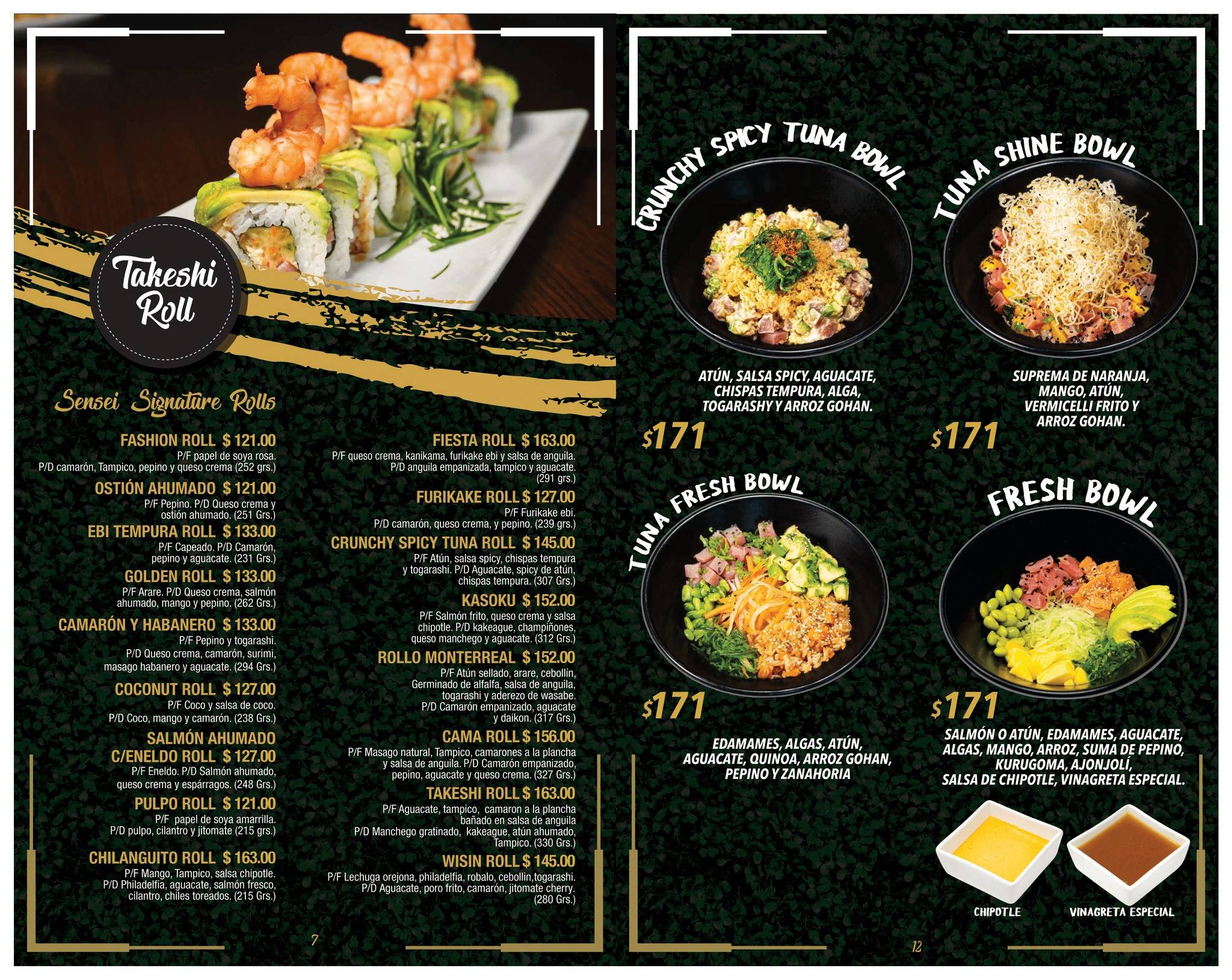Carta de Sensei Sushi Bar, Tapachula de Córdova y Ordoñez, 4ª Avenida ...