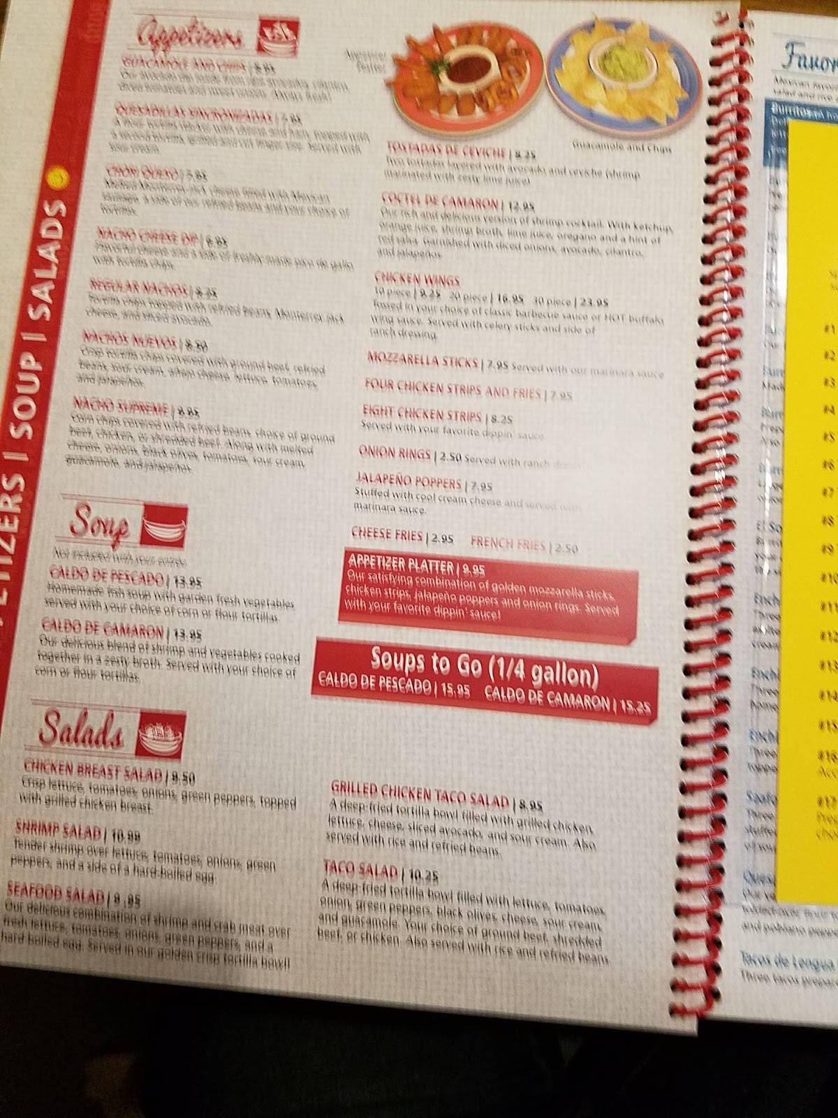 Menu at Sol De Mexico restaurant, Mukwonago