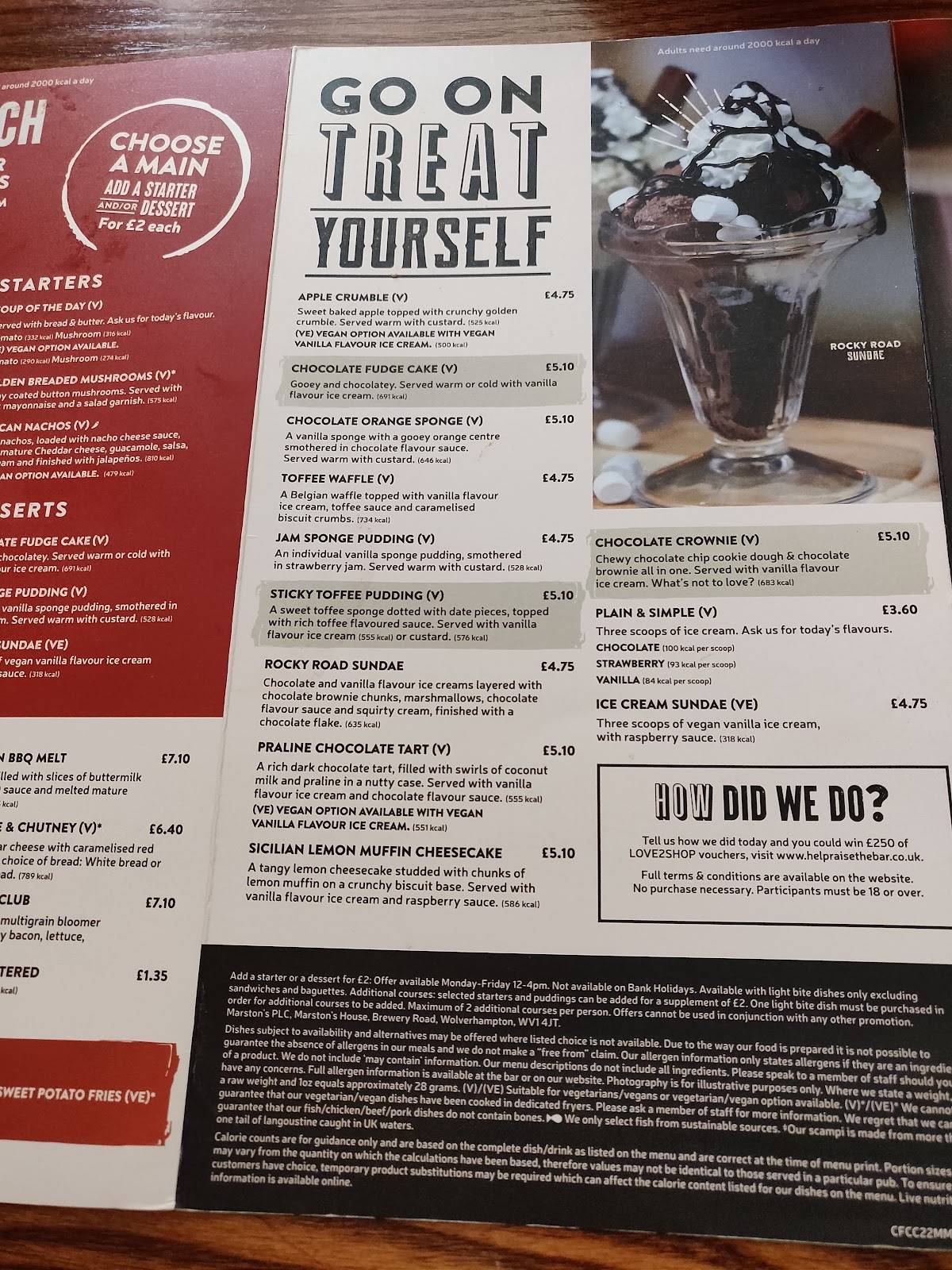 Menu at Sugar Mill restaurant, Bourne