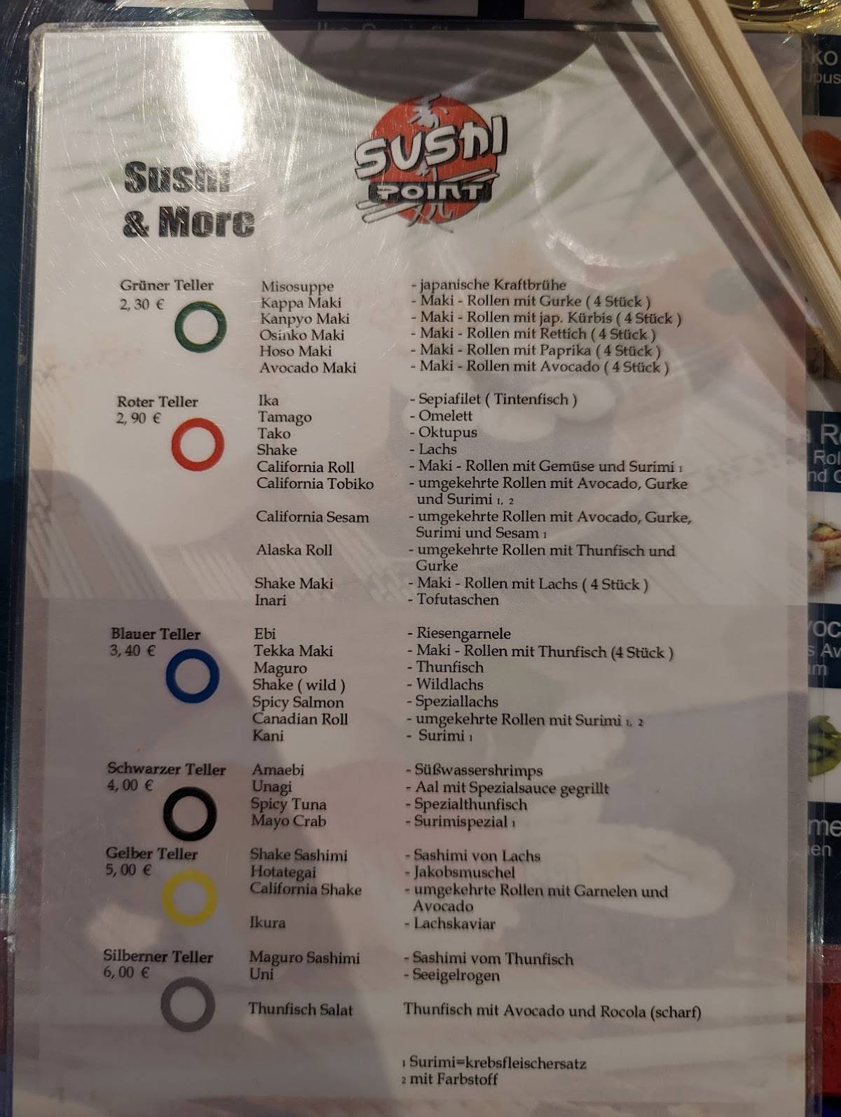 Speisekarte von Sushi Point Sevens restaurant, Düsseldorf, Königsallee 56