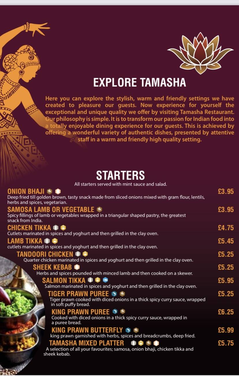 Menu at Tamasha Lindfield restaurant, Lindfield