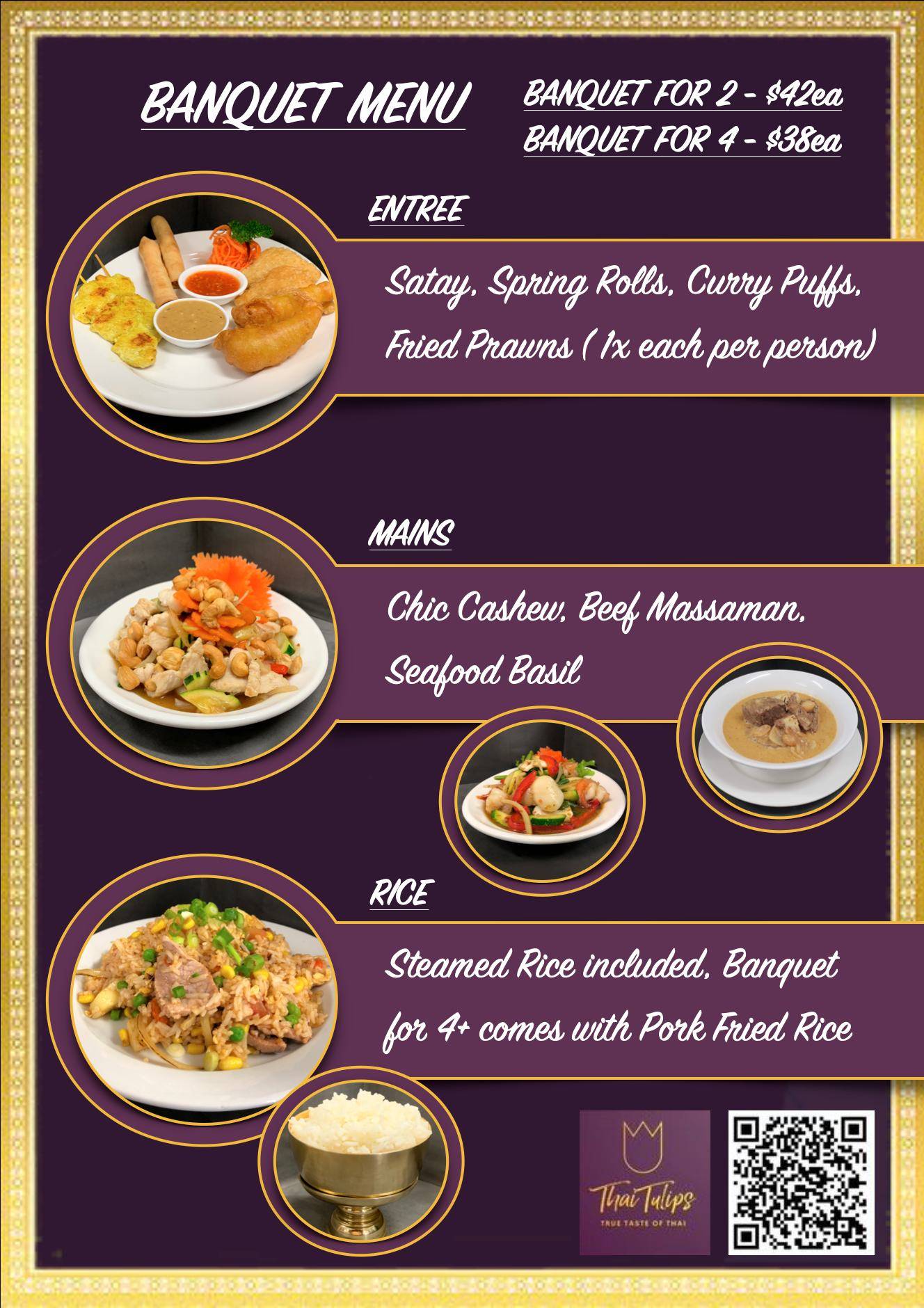 Menu at Thai Tulips Restaurant, Bundaberg Central
