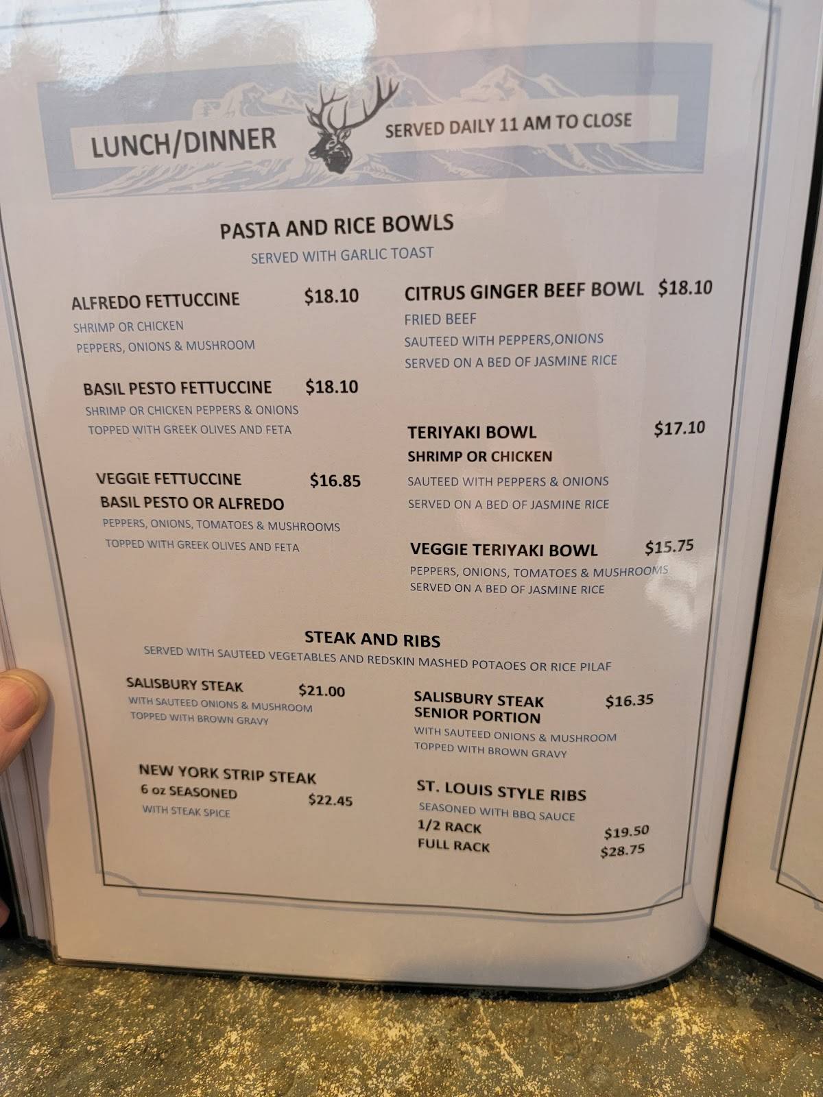 Menu at The Bombi Restaurant, Castlegar