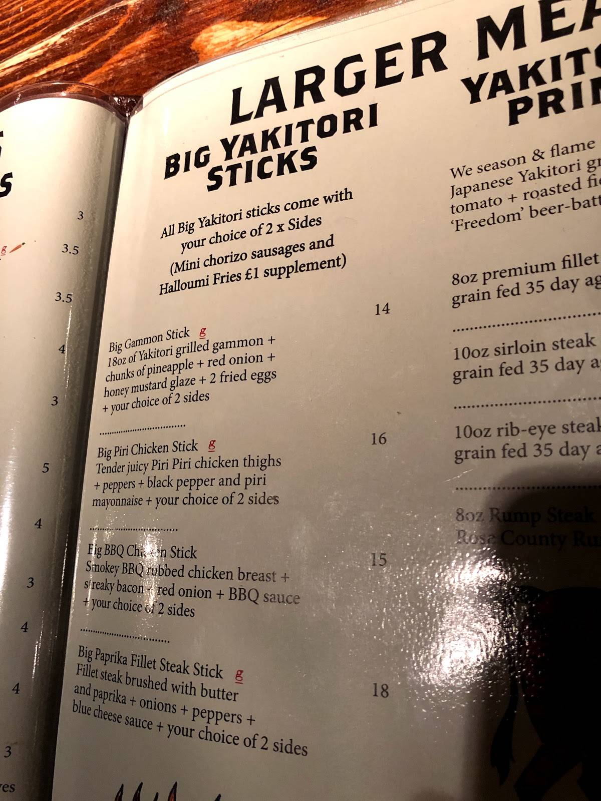 Menu at The Hunloke Arms restaurant, Chesterfield, Derby Rd