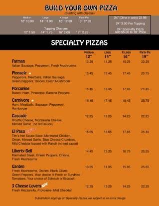 Menu at The Pie Hole: Pizza Pasta Subs Wings Salads restaurant ...