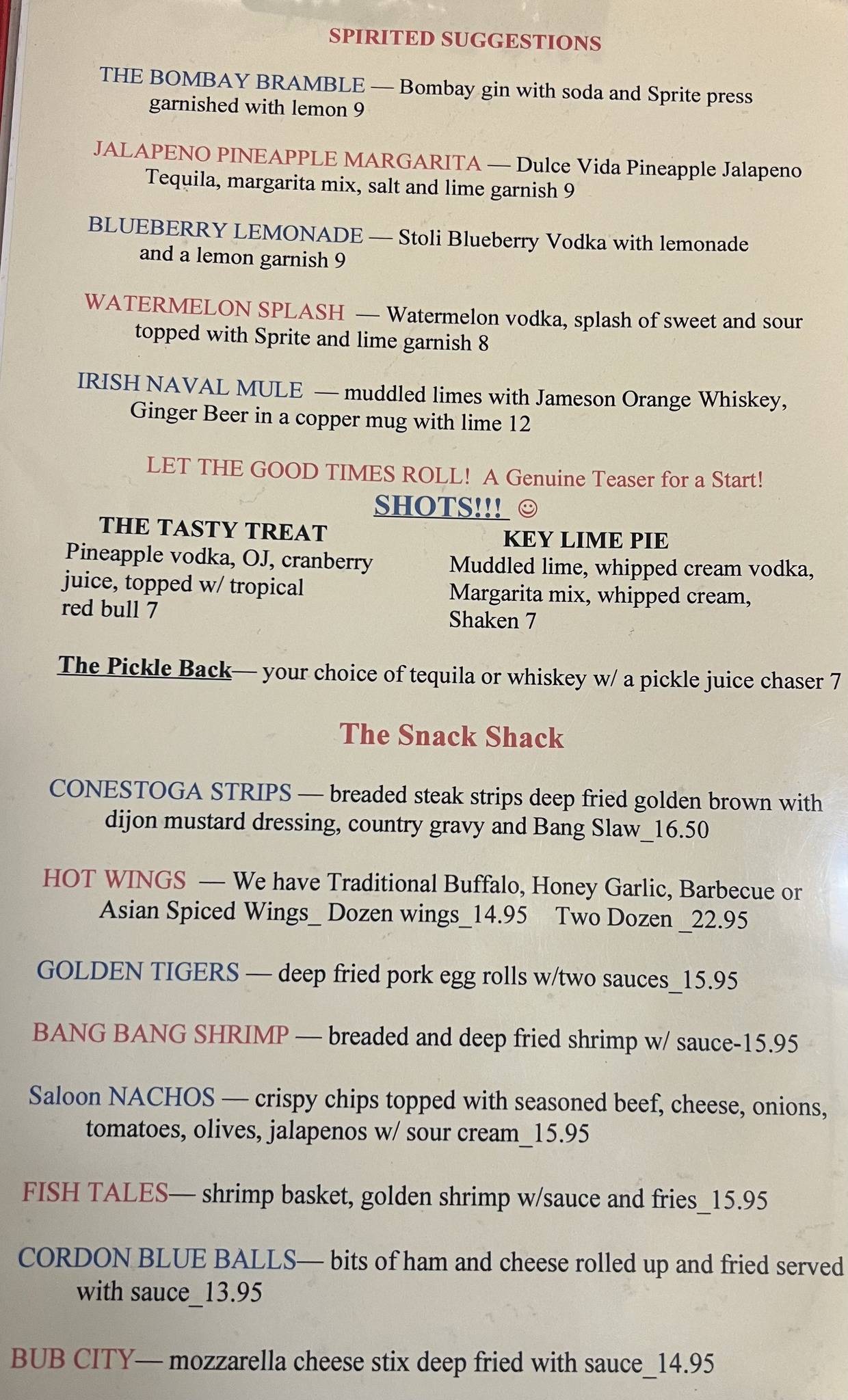 Menu at The Sunset Cafe, Cle Elum