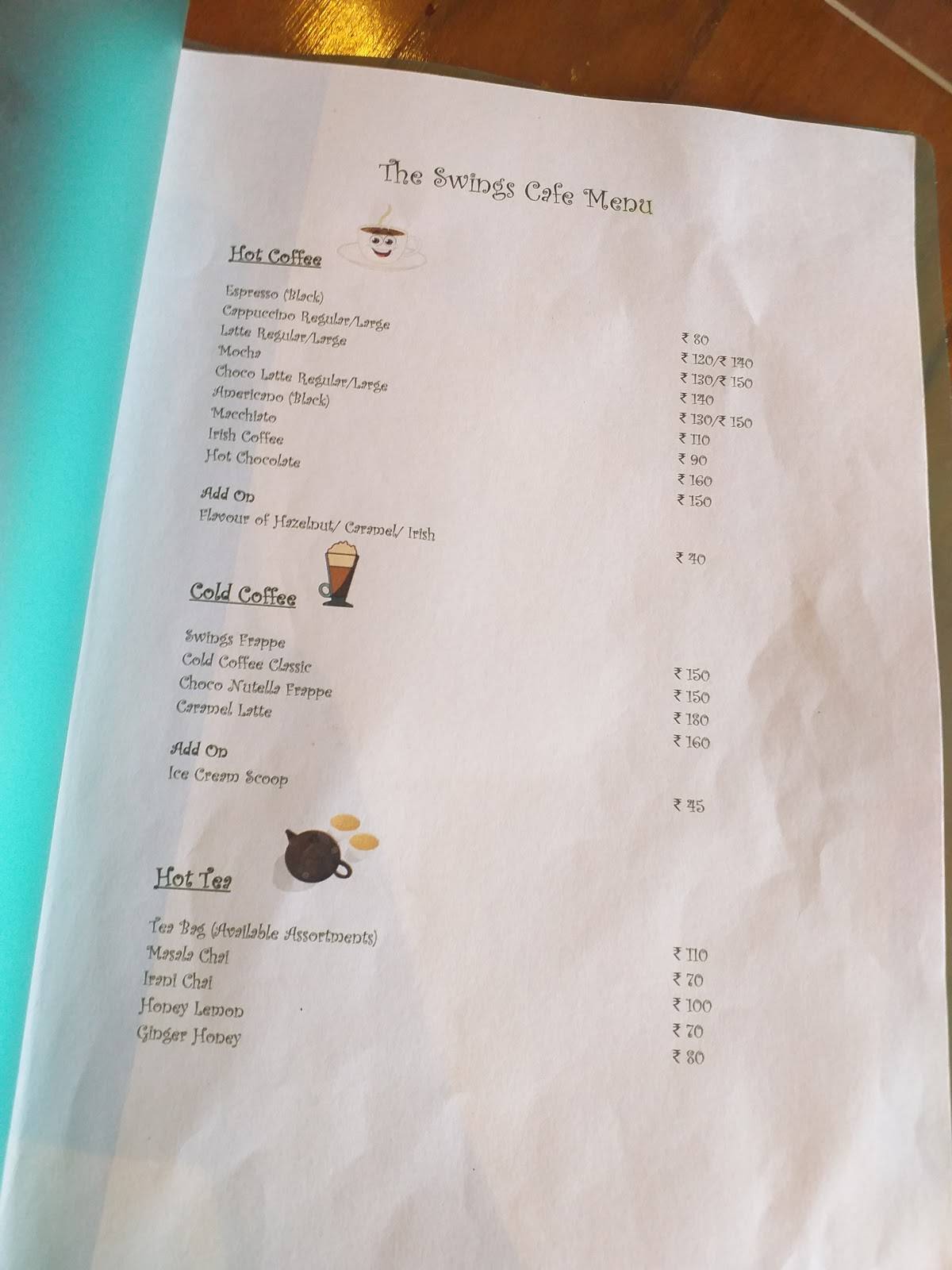 Menu at The Swings Cafe - A Family Restaurant & Bar, Dehradun, Brothers ...