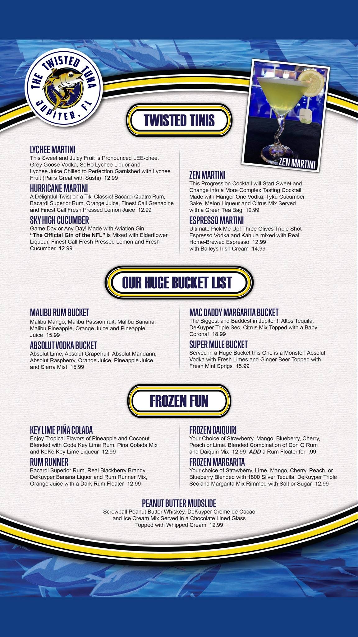 Menu at The Twisted Tuna - Jupiter FL restaurant, Jupiter