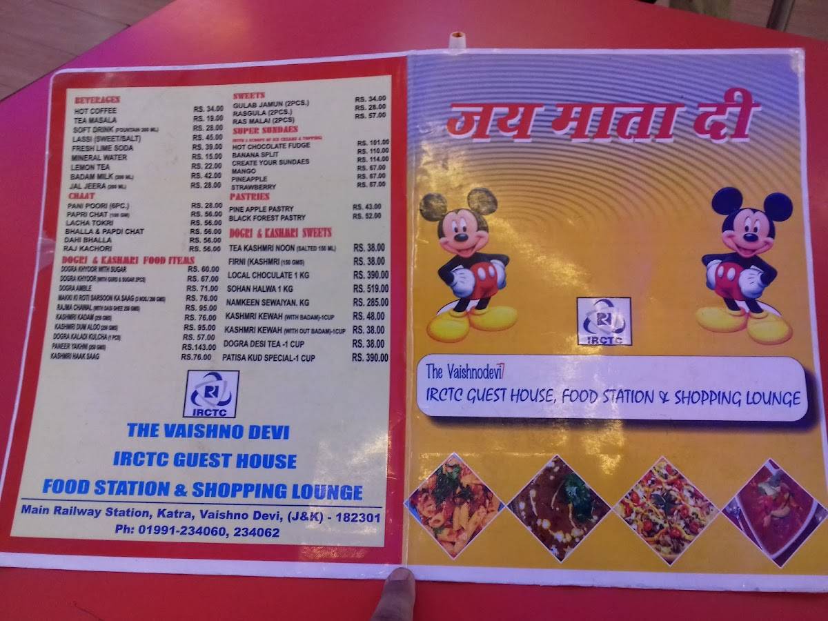 Menu at The Vaishnodevi IRCTC Guest House,Food Station & Shopping ...