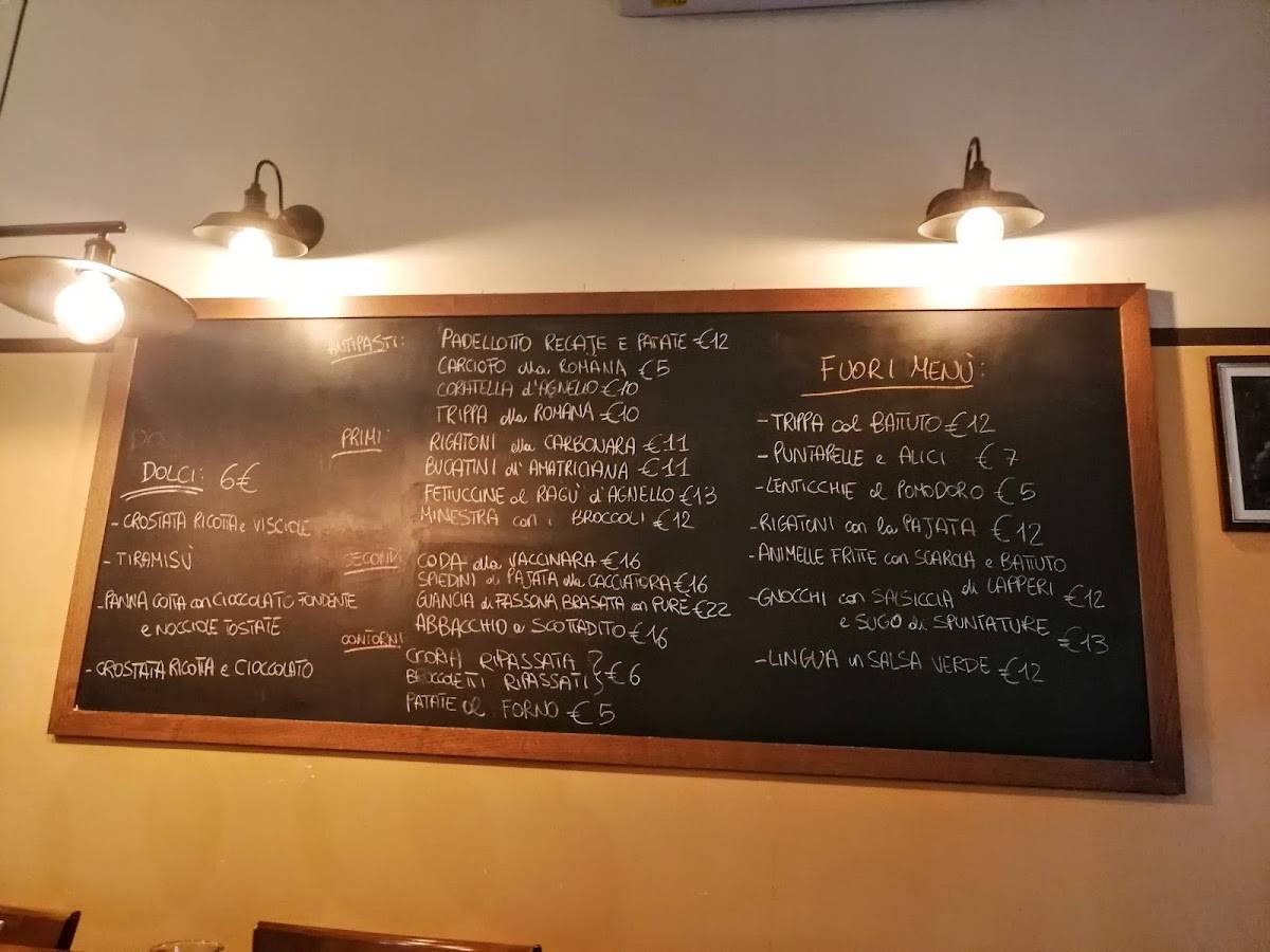 Menu at Trecca - Roma restaurant, Rome
