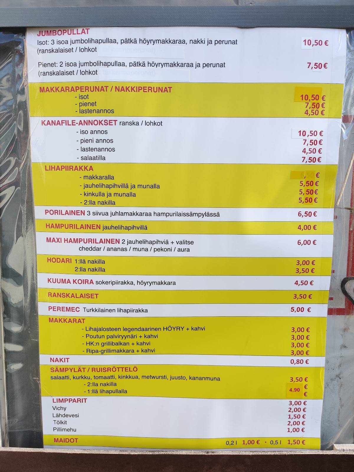 Menu at Ullan Grilli Tammelantori restaurant, Tampere