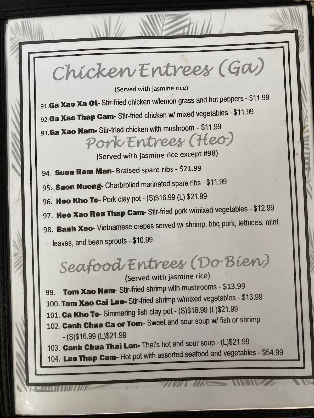 Menu at Vung Tau Vietnamese Cuisines restaurant, Biloxi