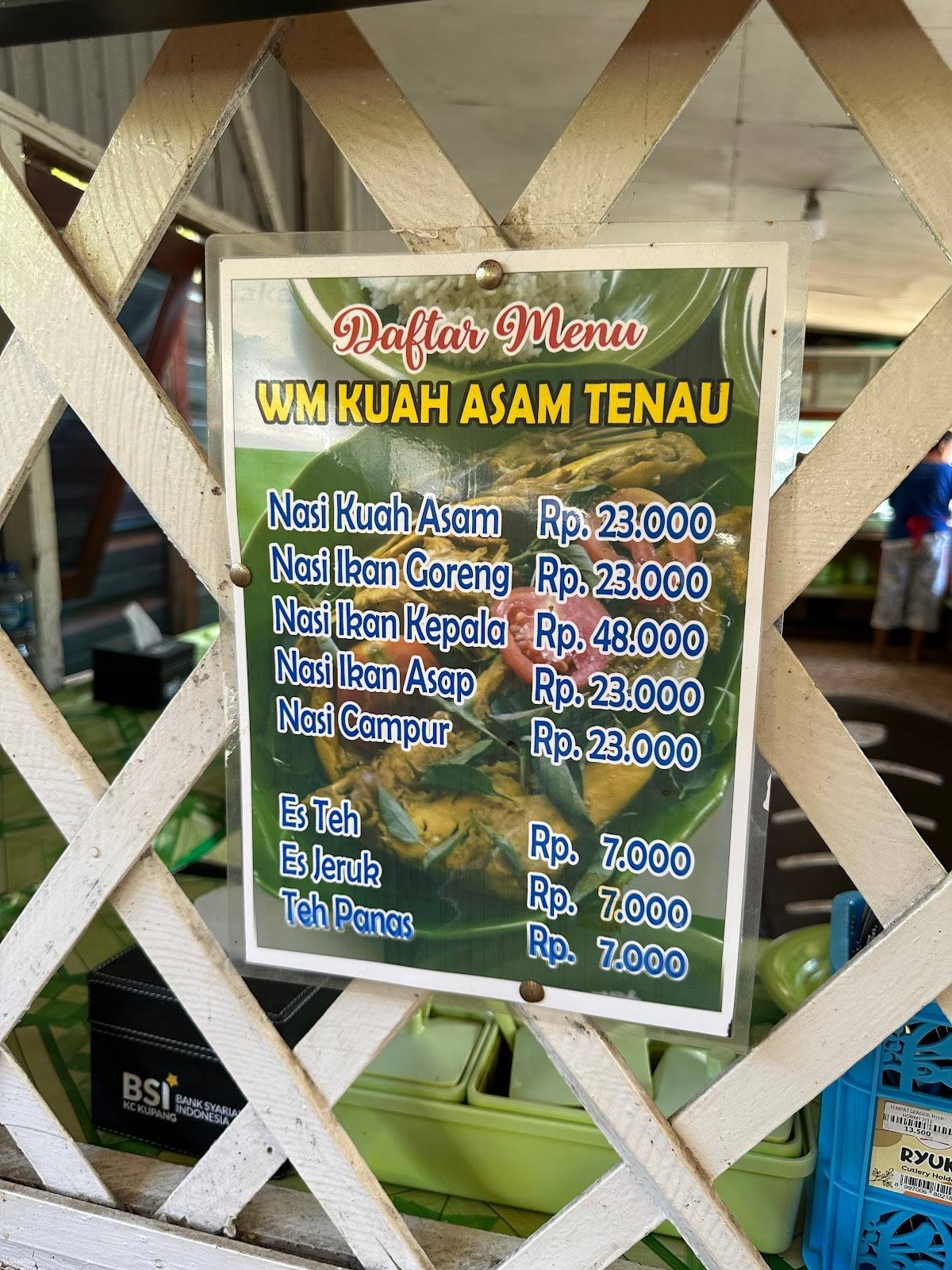 Menu at Warung Artis Kuah Asam Tenau restaurant, Kupang