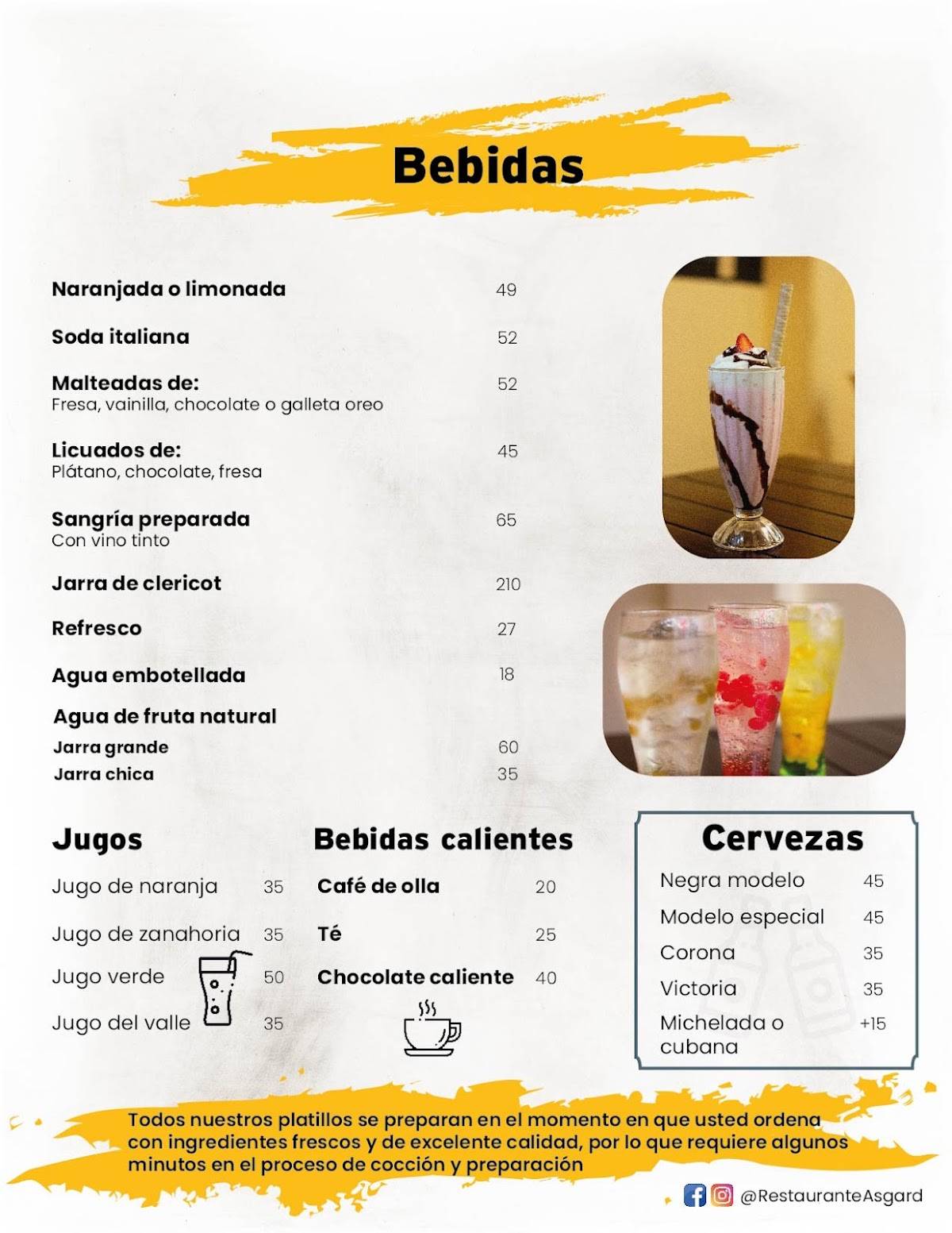 Carta de Restaurante Asgard, Tecámac de Felipe Villanueva
