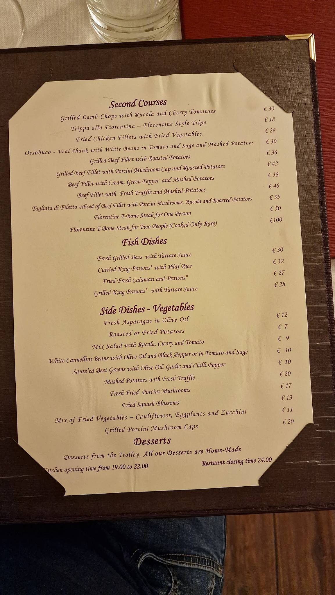 Menu da Ristorante Buca Mario, Firenze